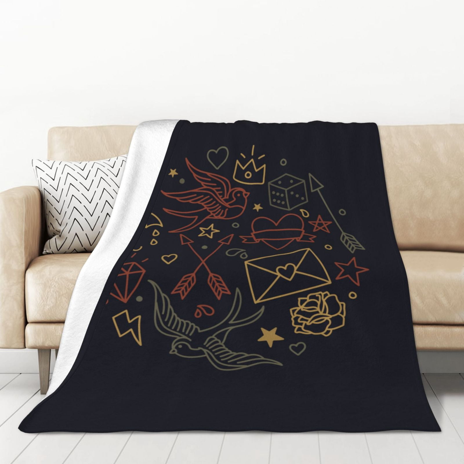 XMXT Flannel Warm Throw Blanket, Cute Cartoon Drawing Bedroom Decor ...