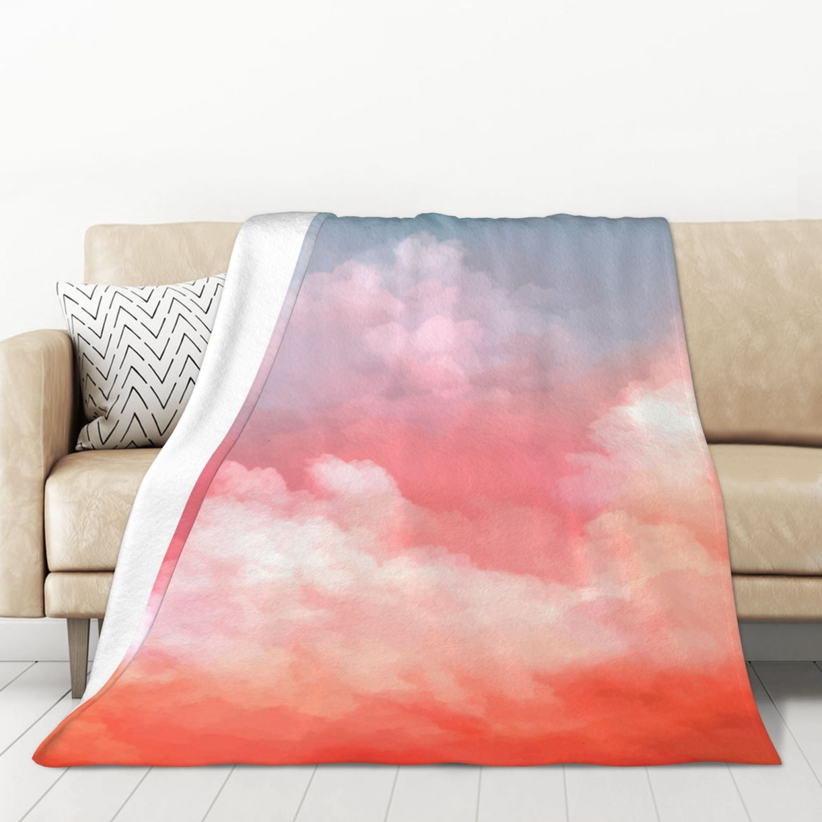 XMXT Flannel Warm Throw Blanket, Evening Sunset Print Bedroom Decor ...