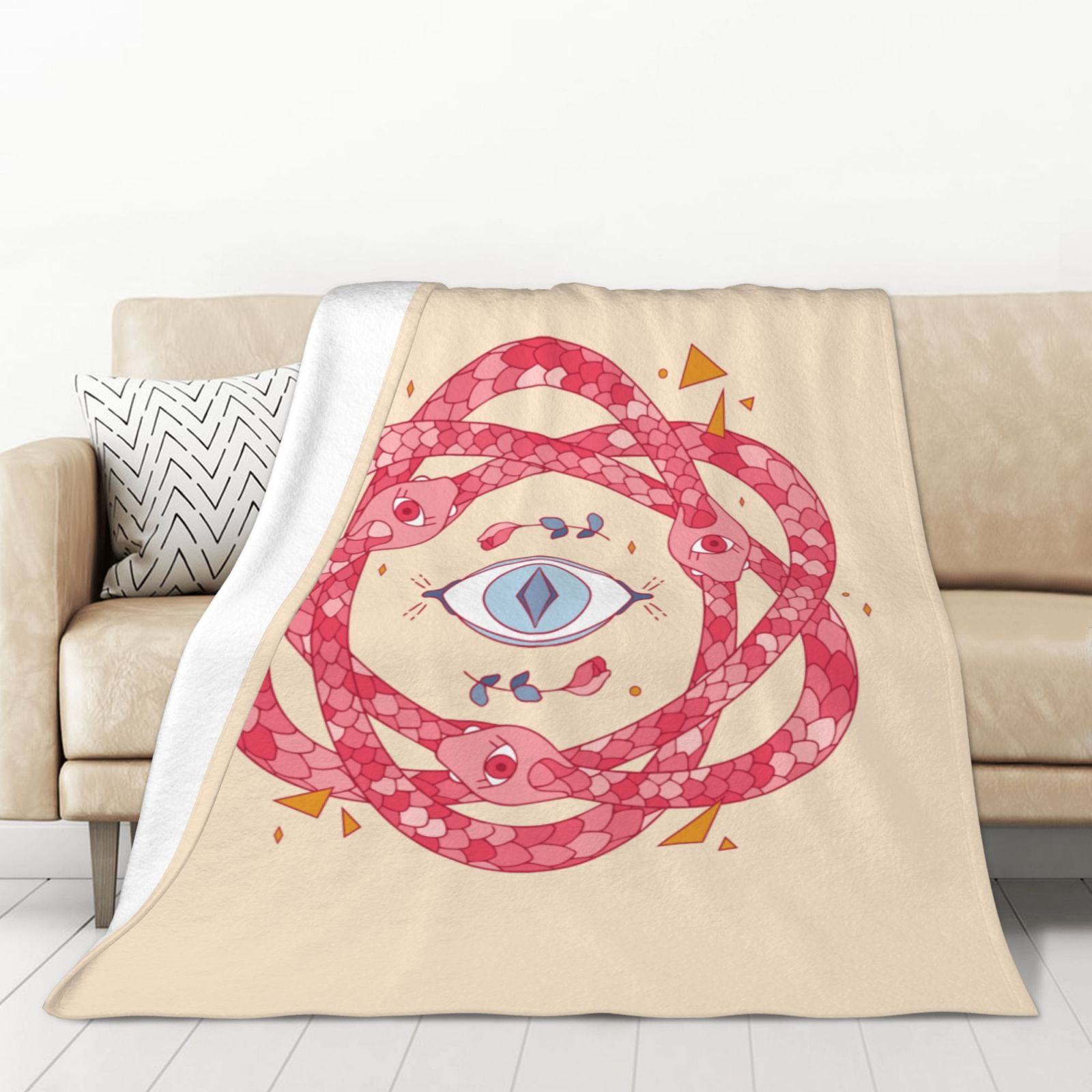 XMXT Flannel Warm Throw Blanket, Evil Pink Cartoon Eye Bedroom Decor ...