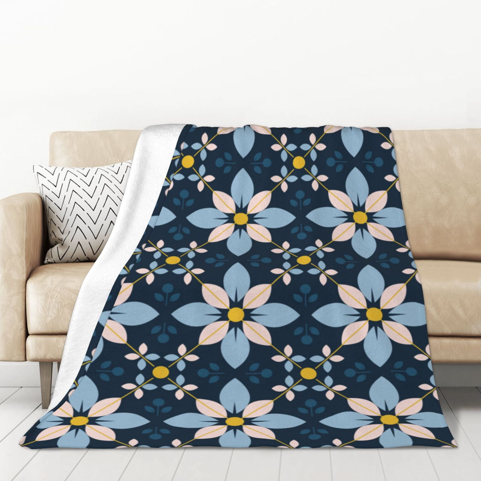 XMXT Flannel Warm Throw Blanket, Flat Geometric Patterns Bedroom Decor ...