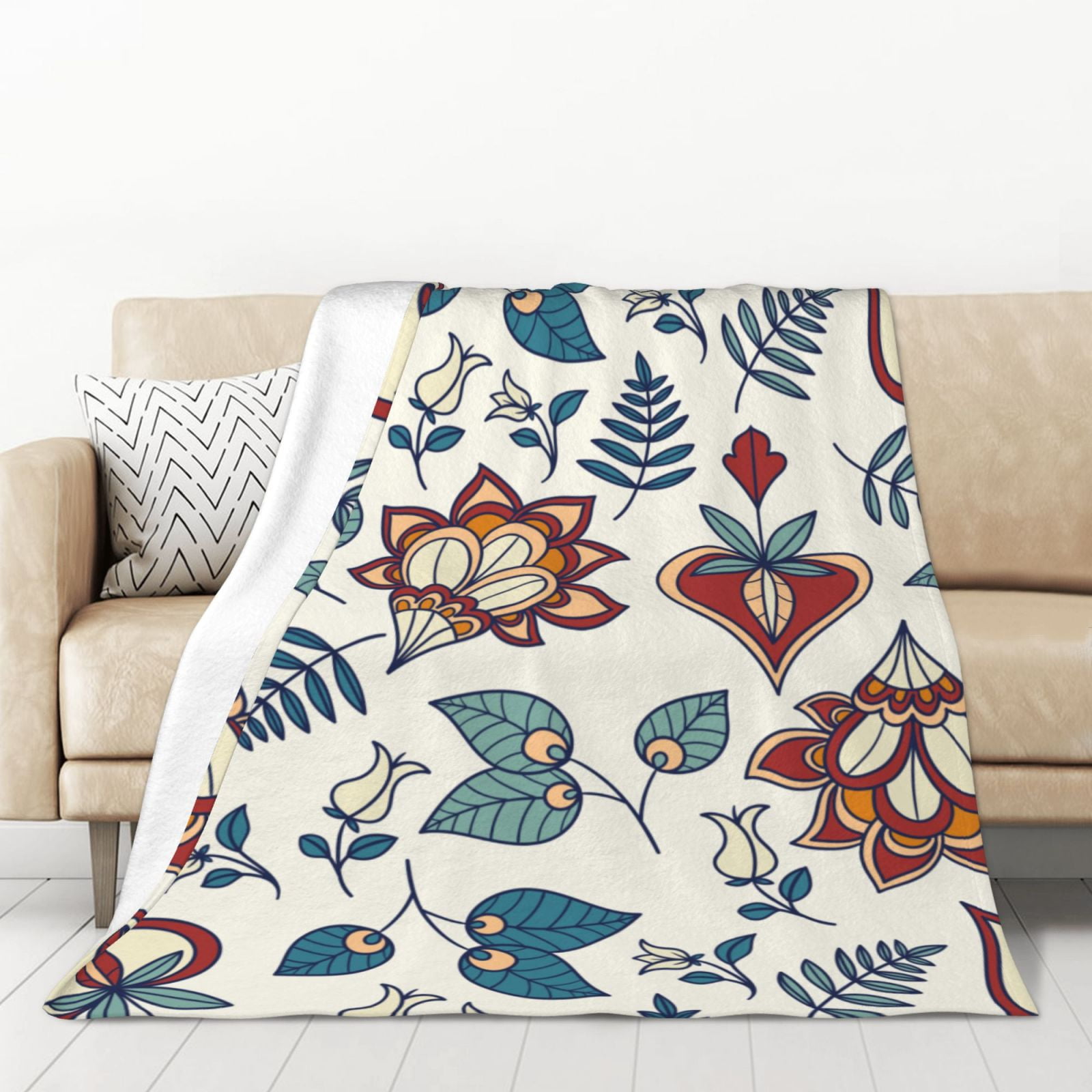 XMXT Flannel Warm Throw Blanket, Hand Painted Persian Print Bedroom ...