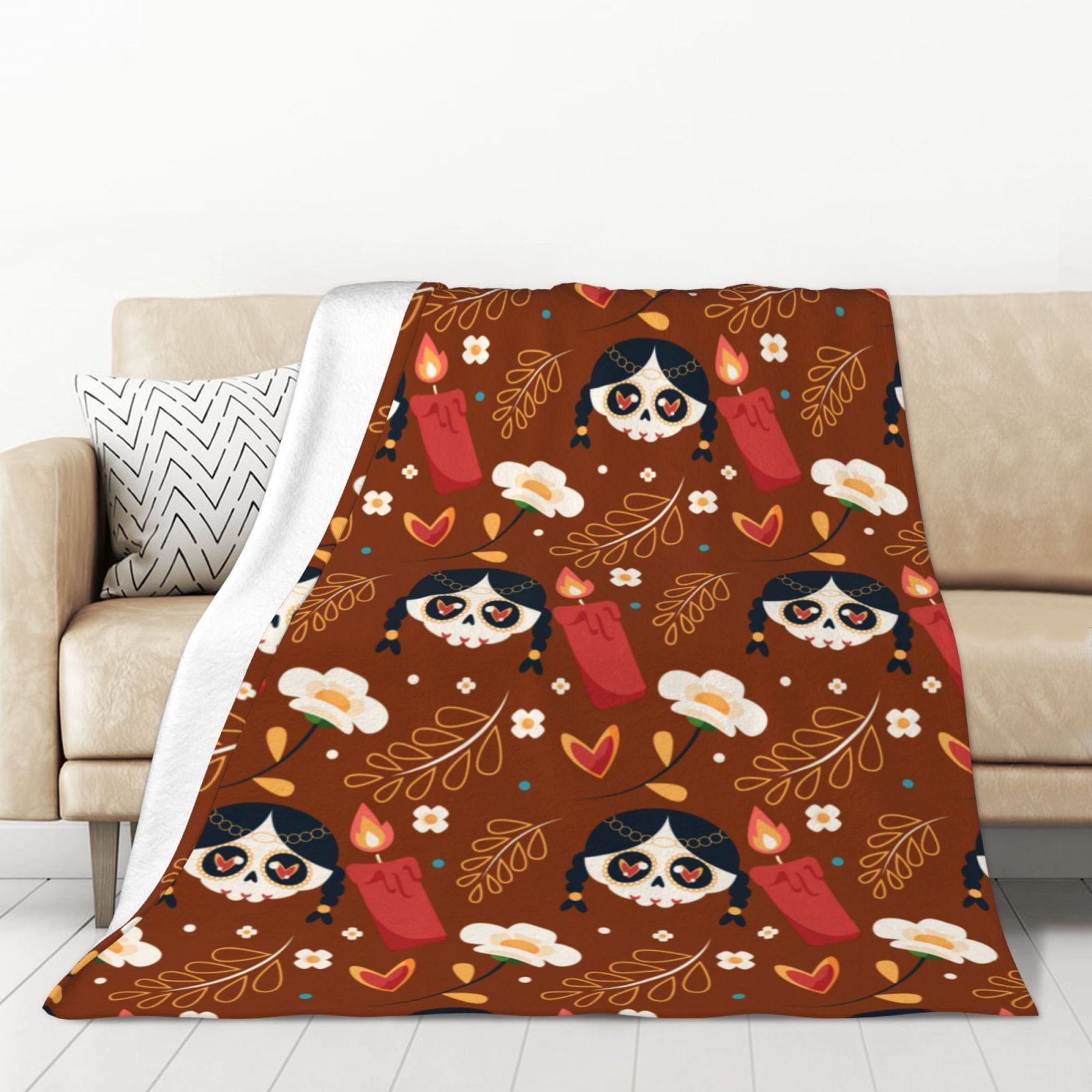 XMXT Flannel Warm Throw Blanket, Mexican Skull Girl Print Bedroom Decor ...