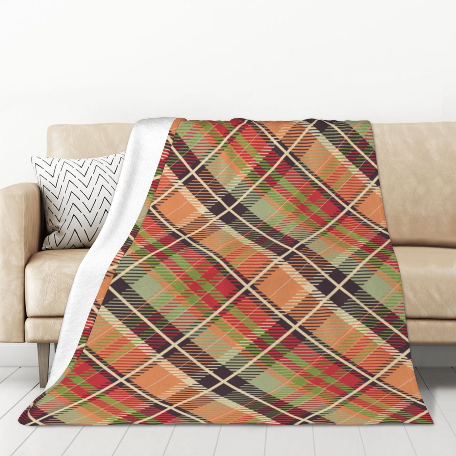 XMXT Flannel Warm Throw Blanket, Mondrian Colorful Plaid Bedroom Decor ...