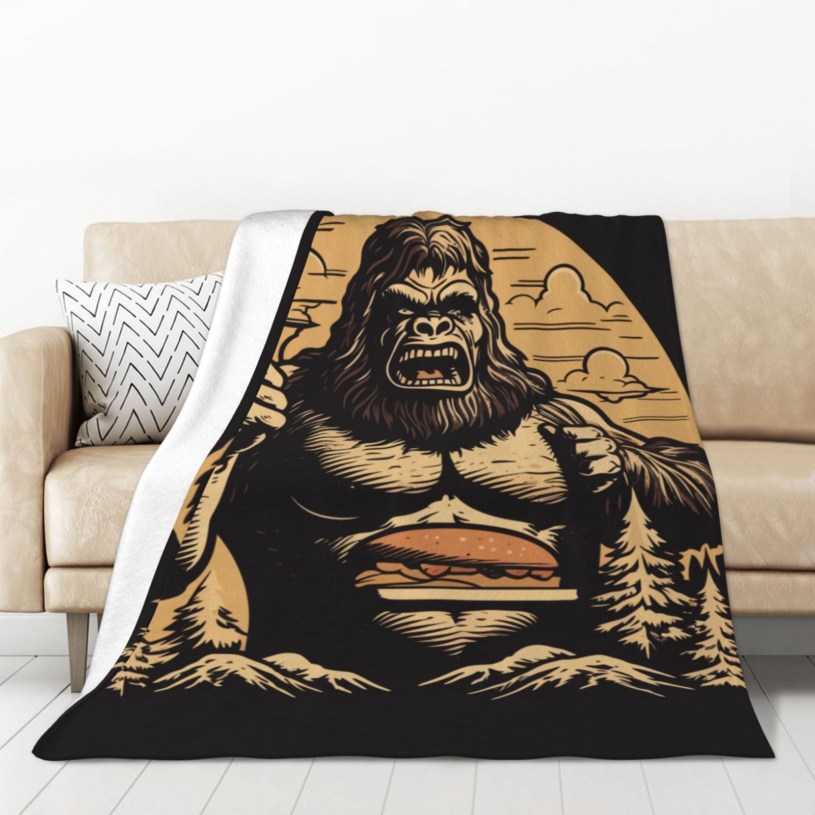 XMXT Flannel Warm Throw Blanket, Monster Eating Burger Bedroom Decor ...