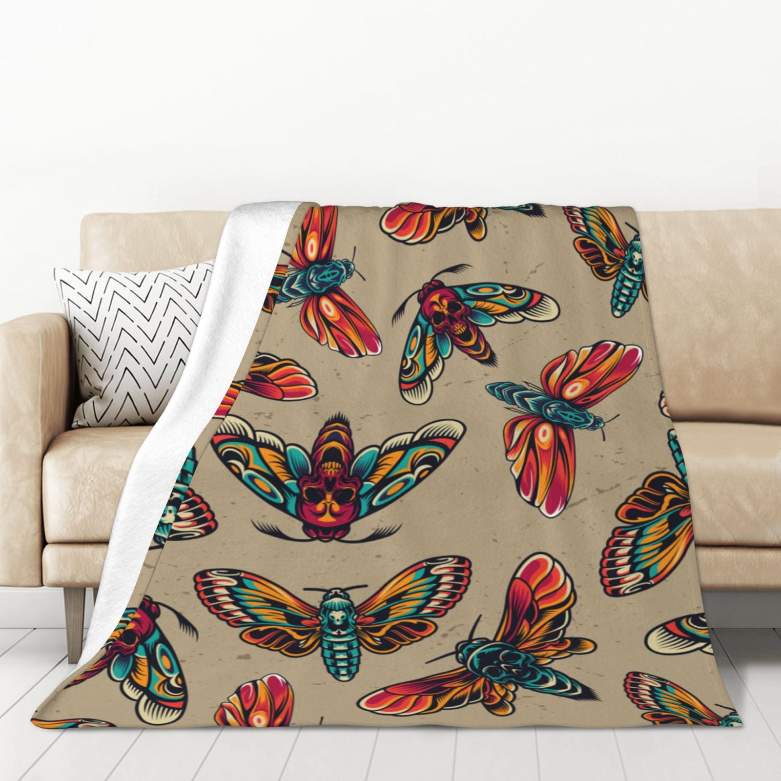 XMXT Flannel Warm Throw Blanket, Skeleton Insect Graffiti Bedroom Decor ...