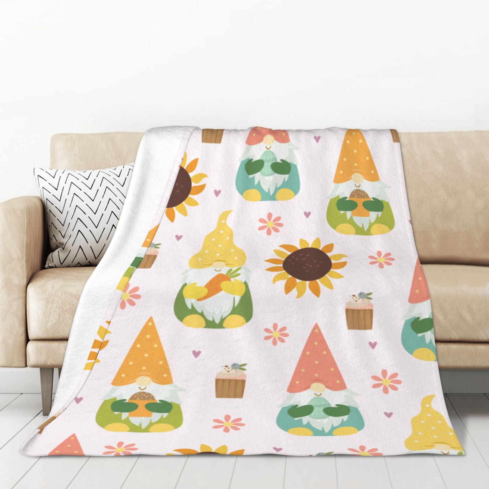 XMXT Flannel Warm Throw Blanket, Sunflower Cute Elf Bedroom Decor ...