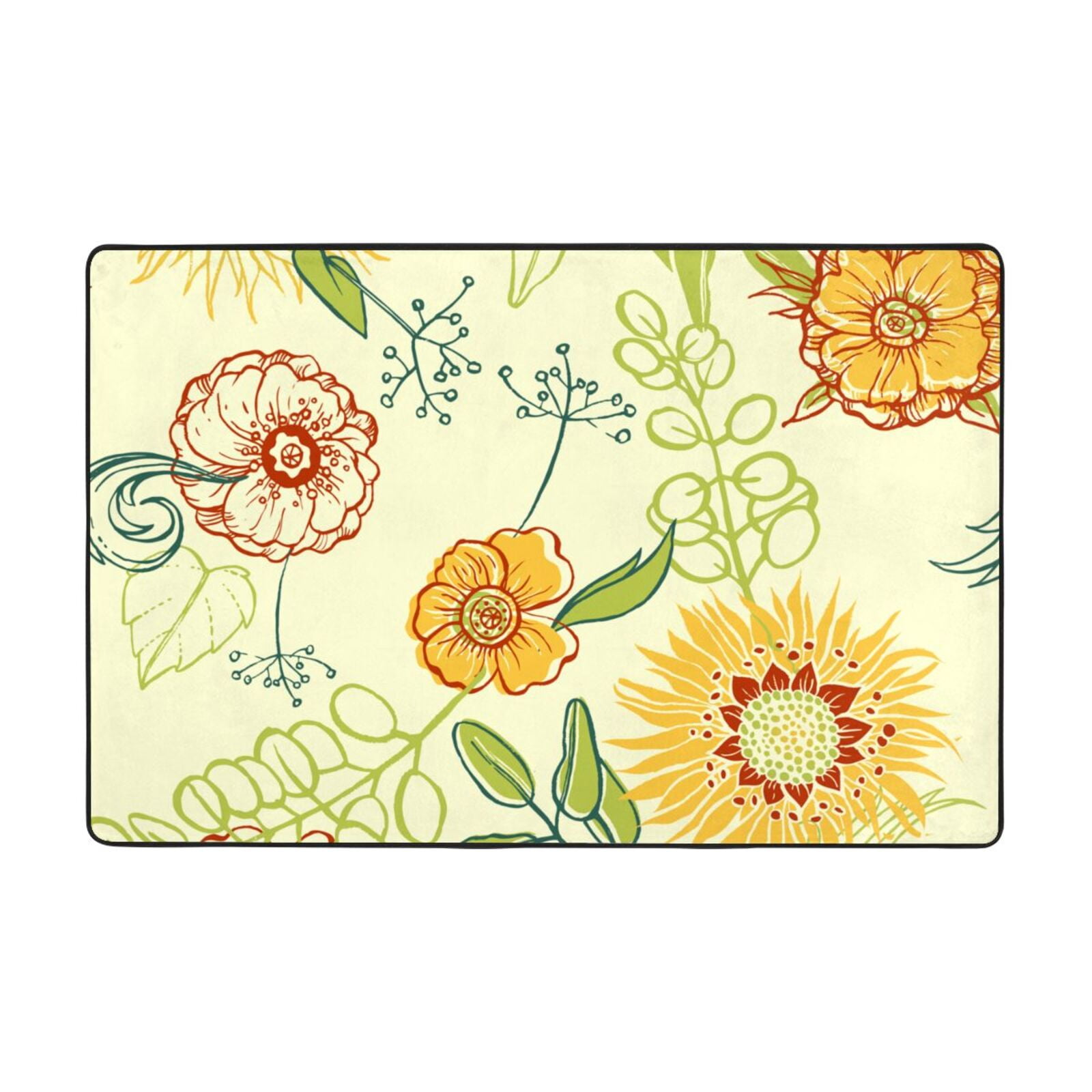 XMXT Indoor Area Rug, Abstract Sunflower Line Drawing Non-Slip ...