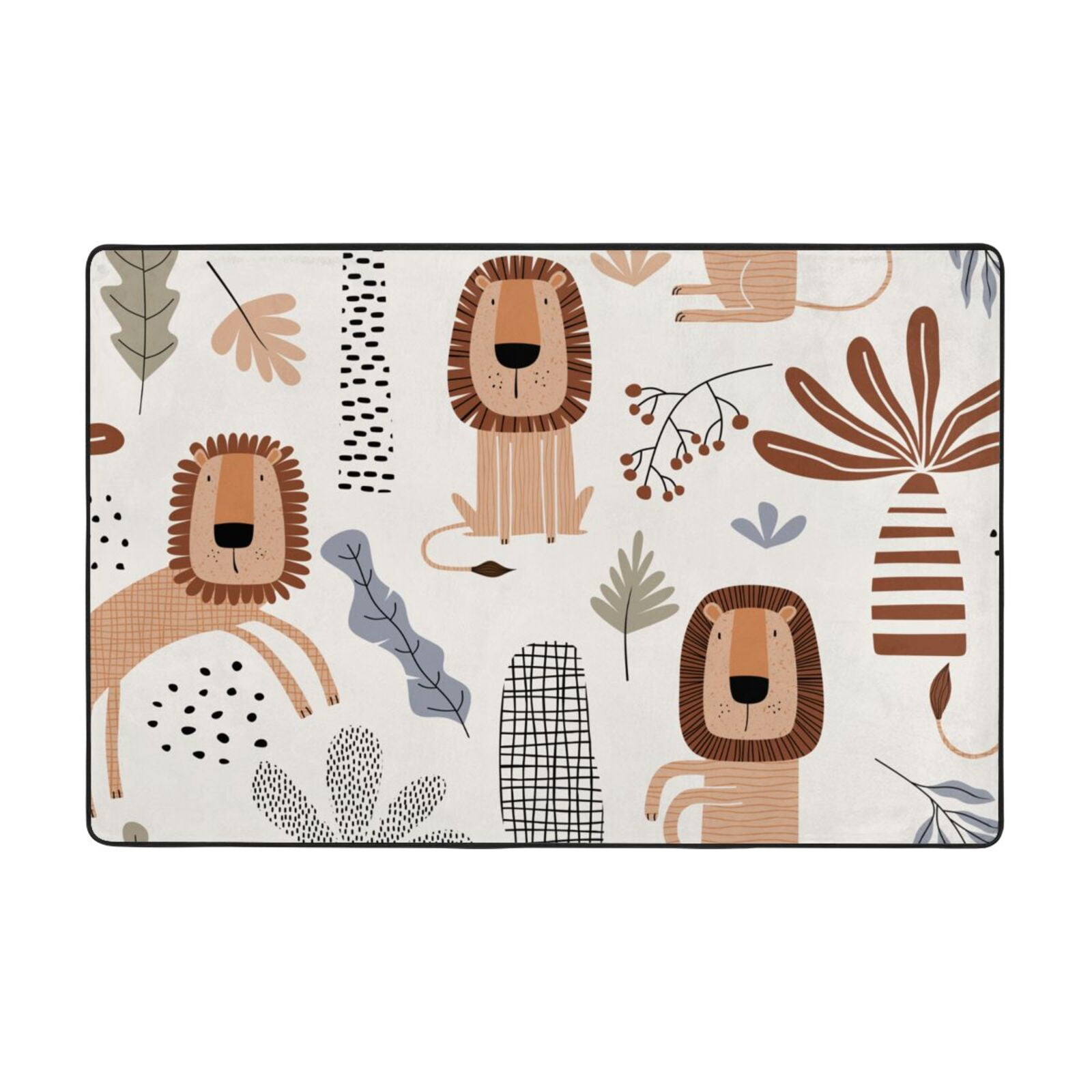 XMXT Indoor Area Rug, Boho Lion Hand Drawing Non-Slip Polyester Rugs ...