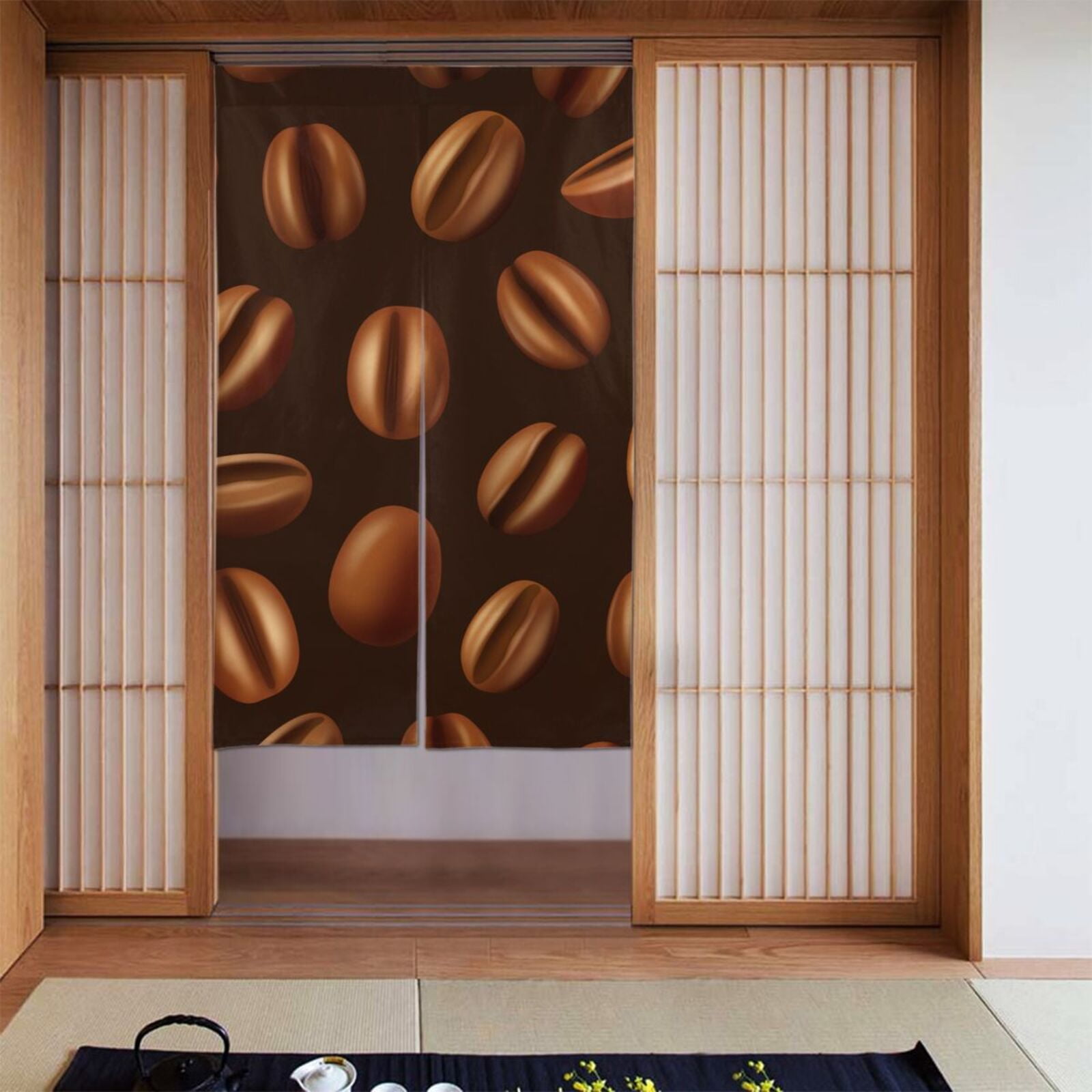 XMXT Japanese Noren Doorway Room Divider Curtain,3D Coffee Bean Print ...