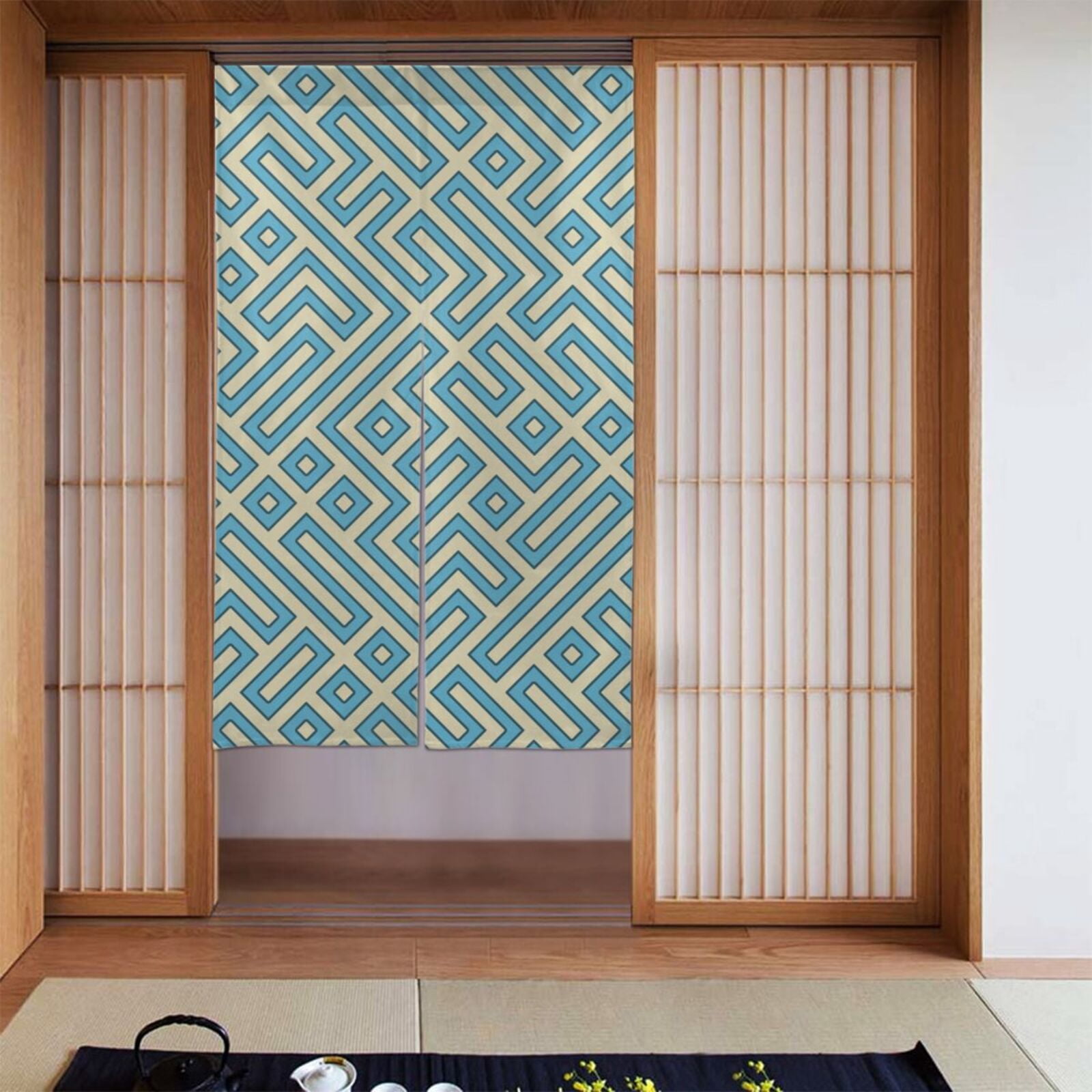 XMXT Japanese Noren Doorway Room Divider Curtain,Abstract Labyrinth ...