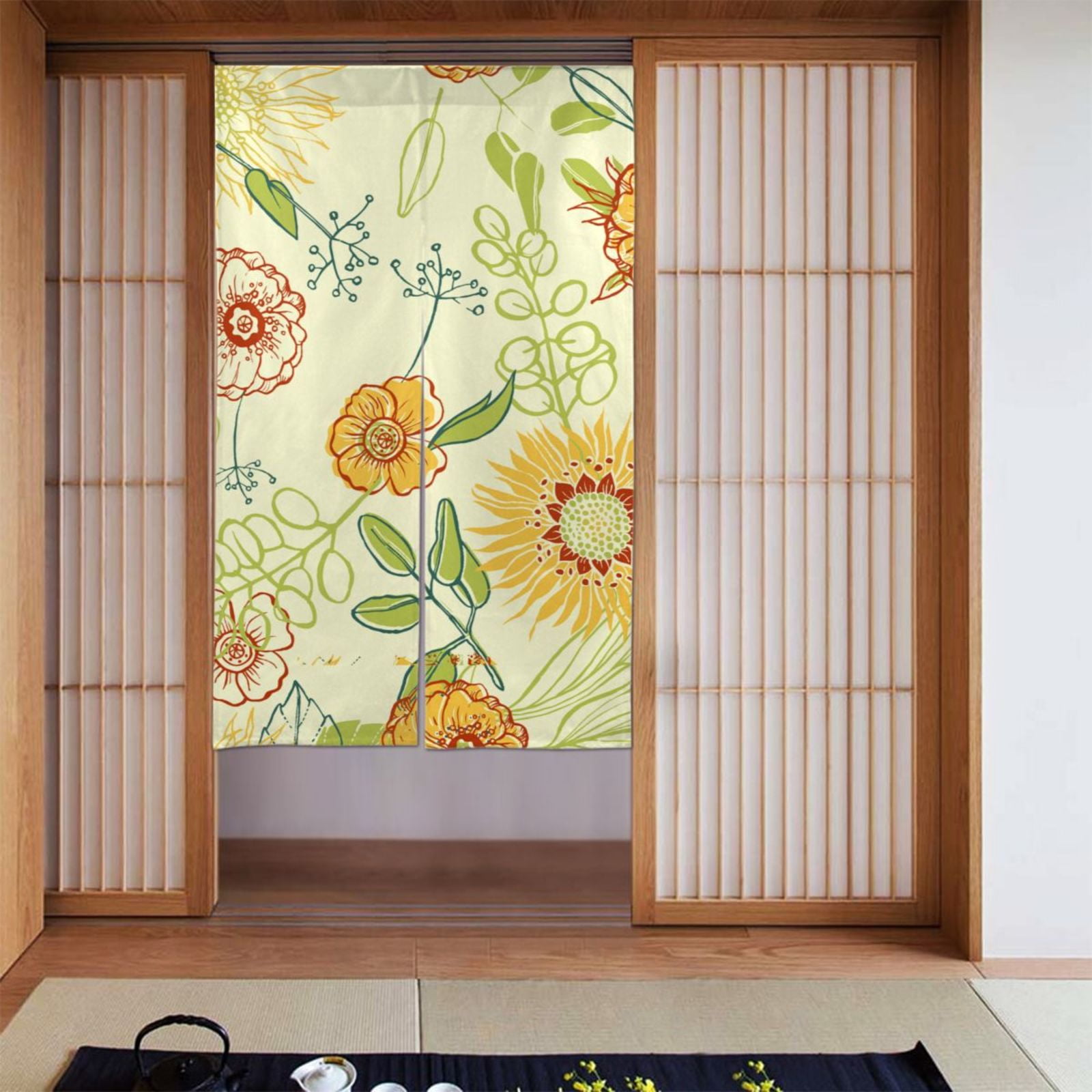 XMXT Japanese Noren Doorway Room Divider Curtain,Abstract Sunflower ...