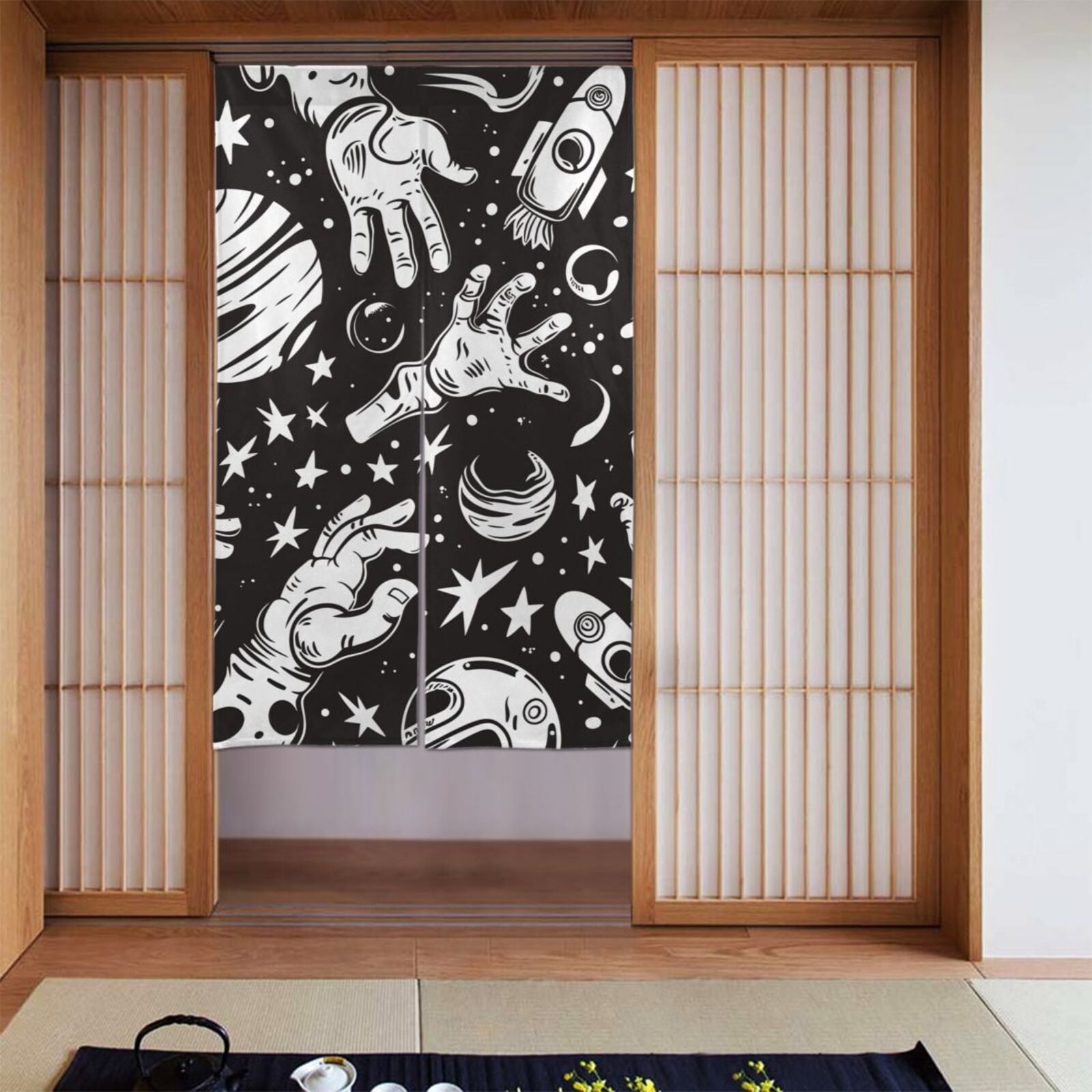 XMXT Japanese Noren Doorway Room Divider Curtain,Aliens Hands Planet ...