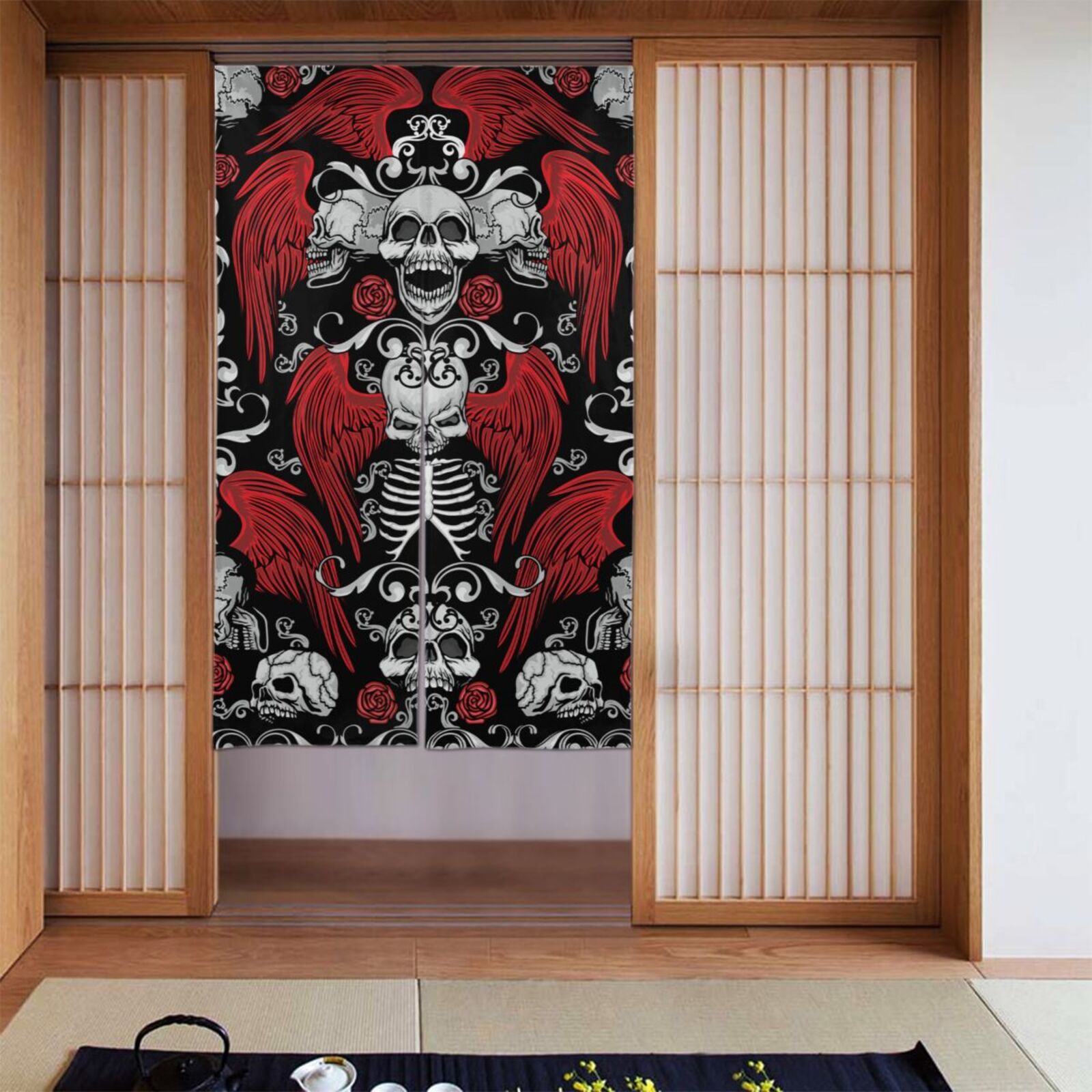XMXT Japanese Noren Doorway Room Divider Curtain,Art Deco Skeleton ...