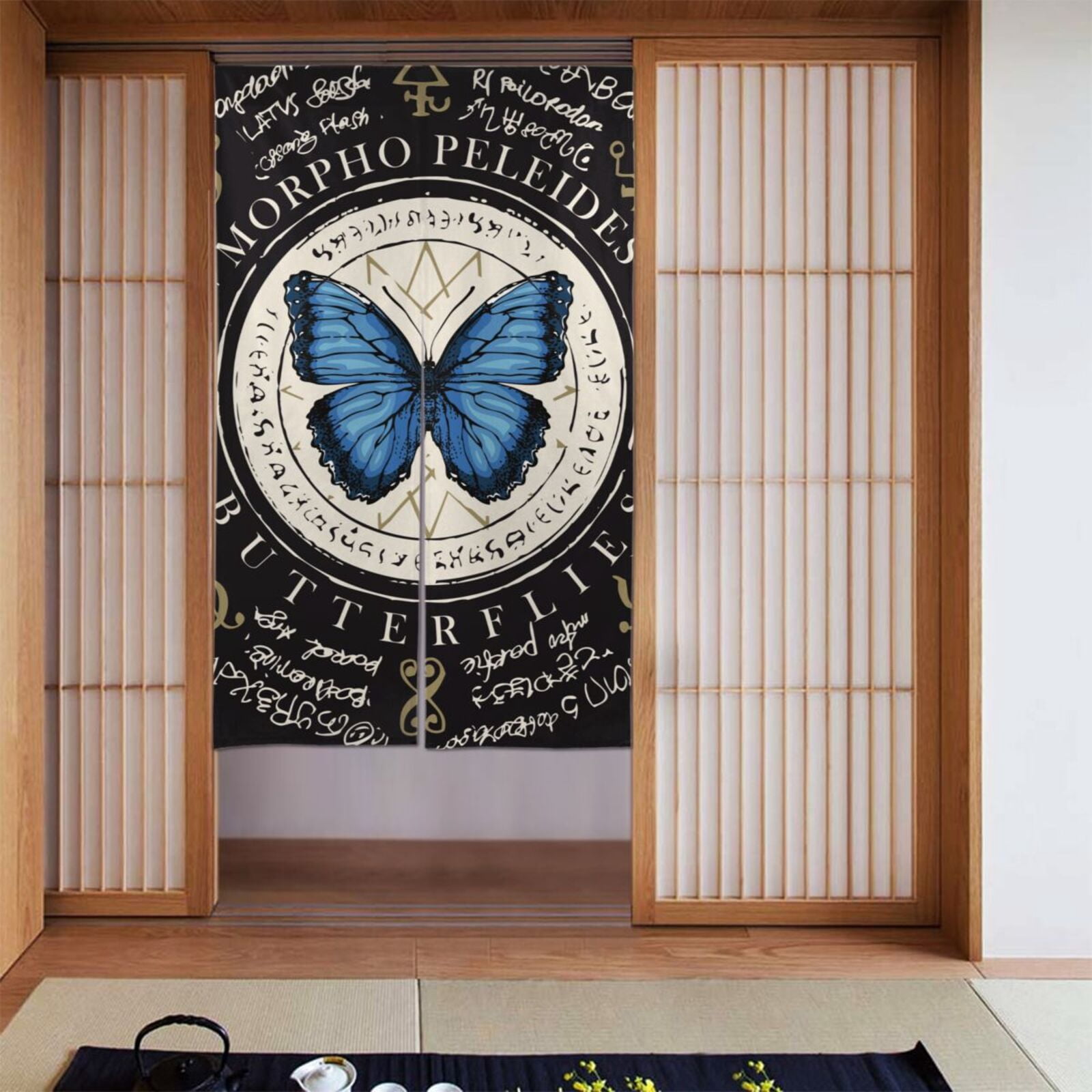 XMXT Japanese Noren Doorway Room Divider Curtain,Butterflies Rune ...