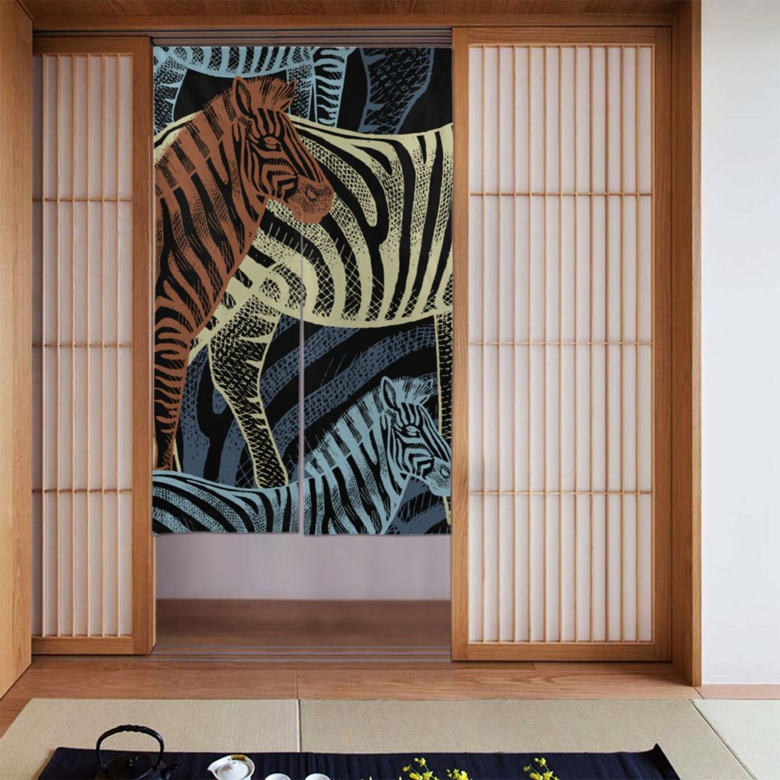 XMXT Japanese Noren Doorway Room Divider Curtain,Colorful African Zebra ...