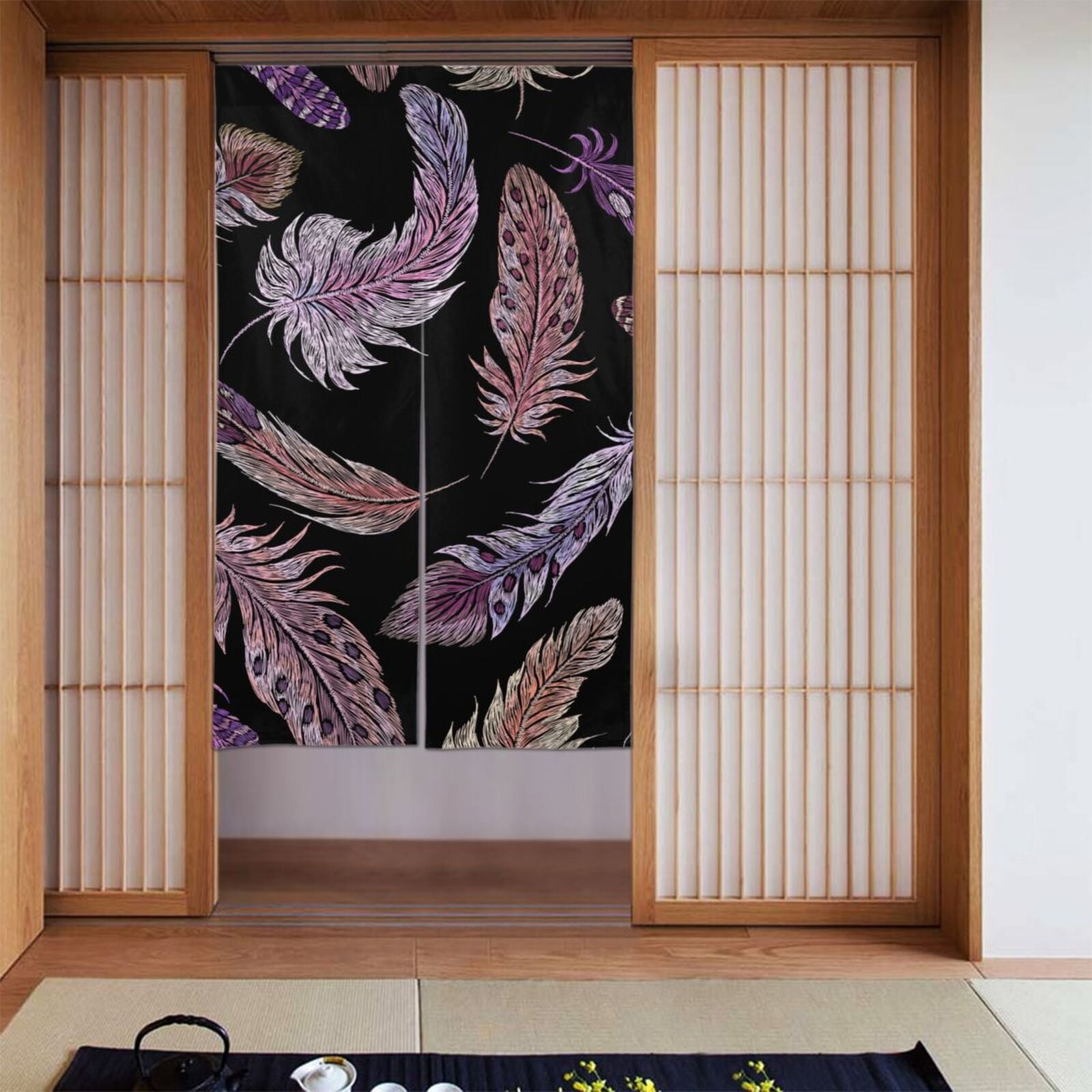 XMXT Japanese Noren Doorway Room Divider Curtain,Colorful Feather ...