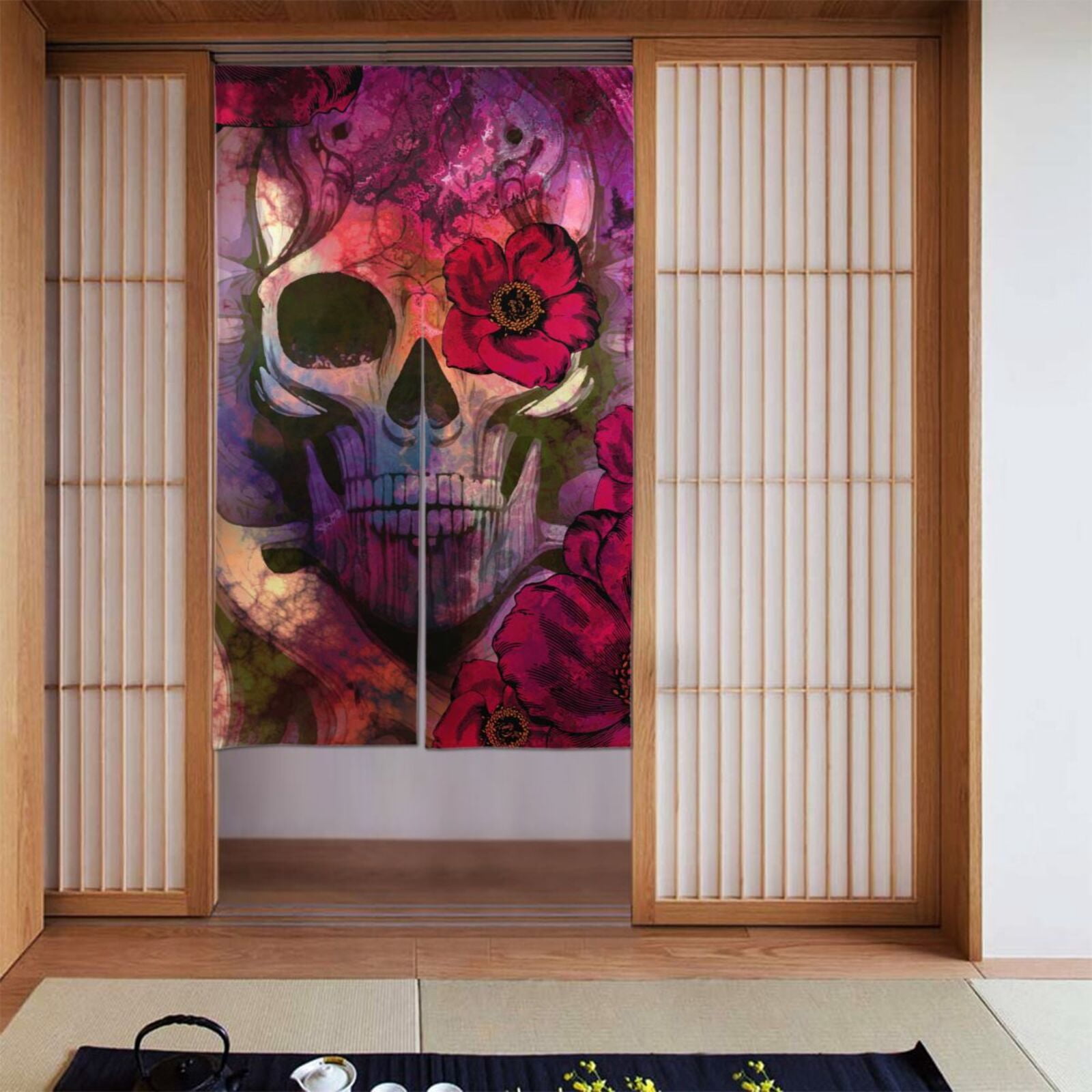 XMXT Japanese Noren Doorway Room Divider Curtain,Colorful Skeleton ...