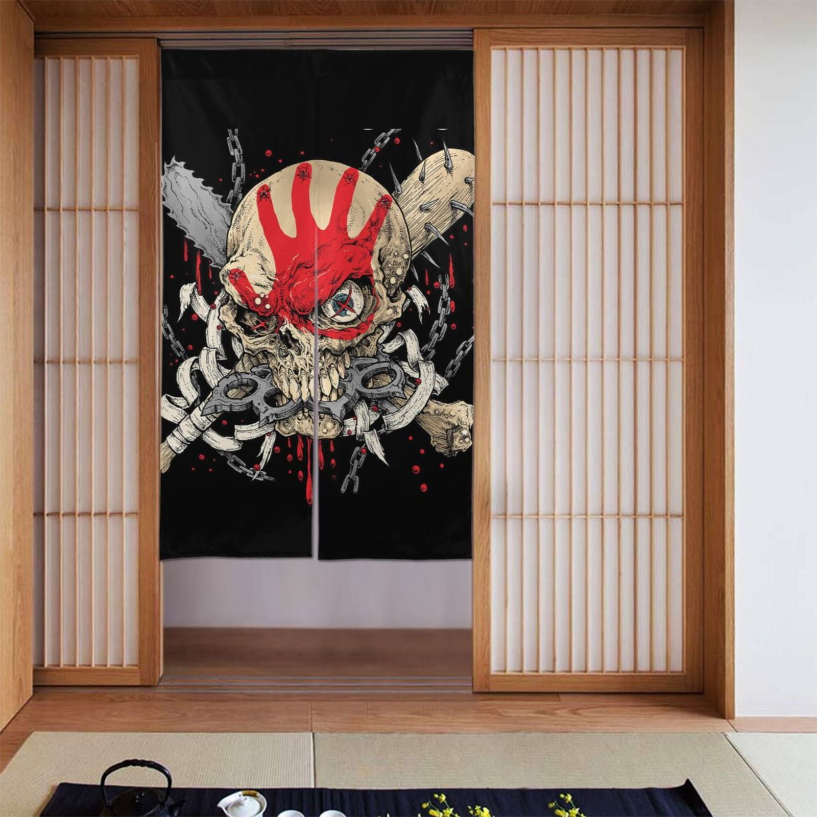 XMXT Japanese Noren Doorway Room Divider Curtain,Dead Skull Ghost ...