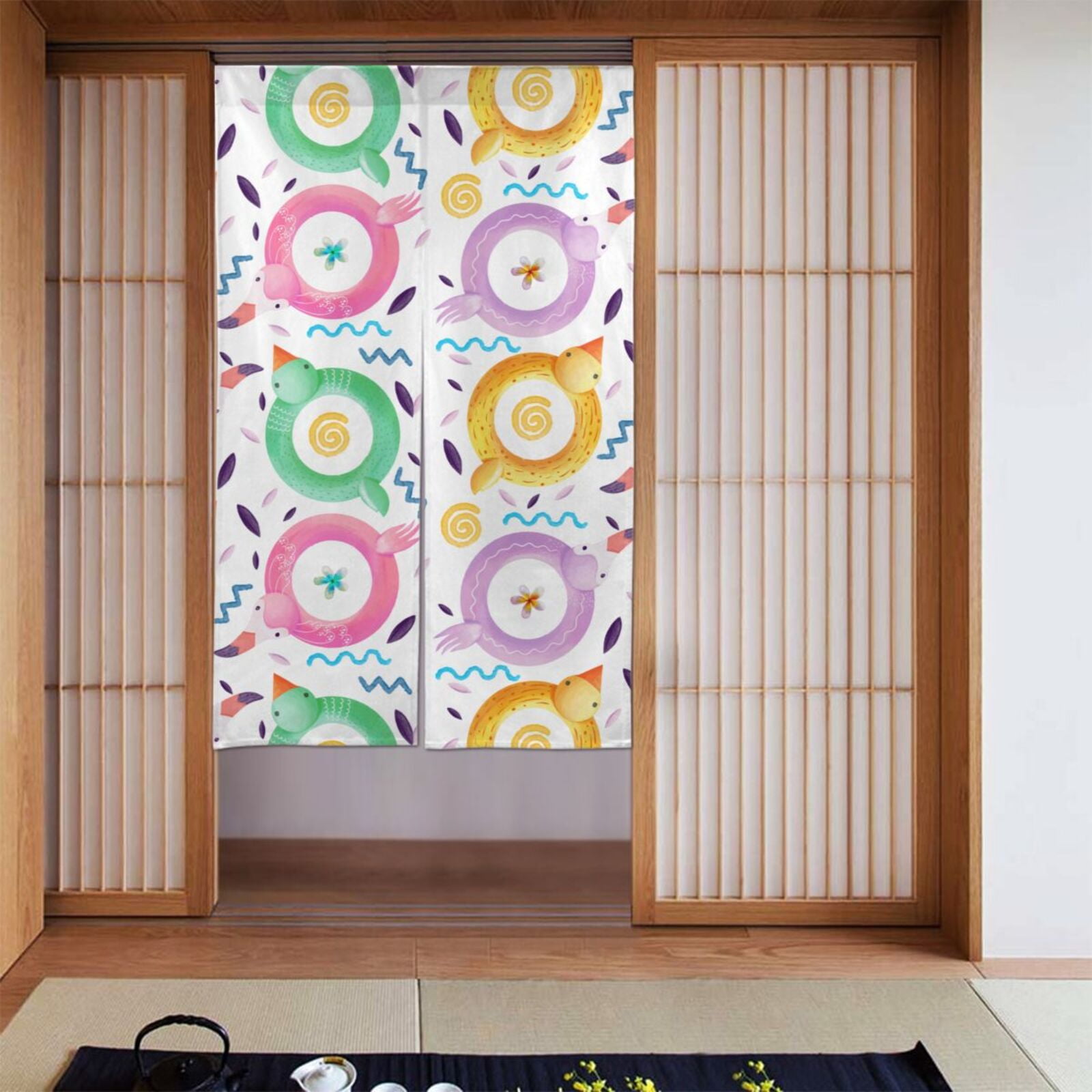 XMXT Japanese Noren Doorway Room Divider Curtain,Duck Swim Circle ...