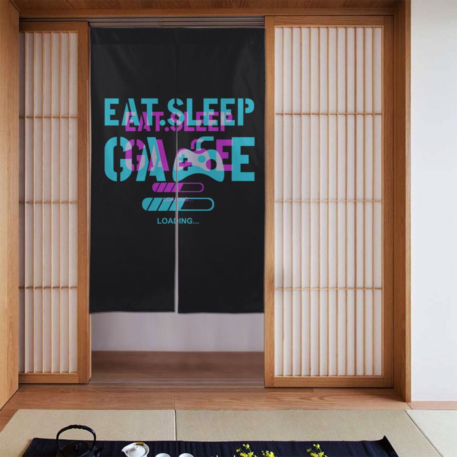XMXT Japanese Noren Doorway Room Divider Curtain,Eat Sleep Game Two ...