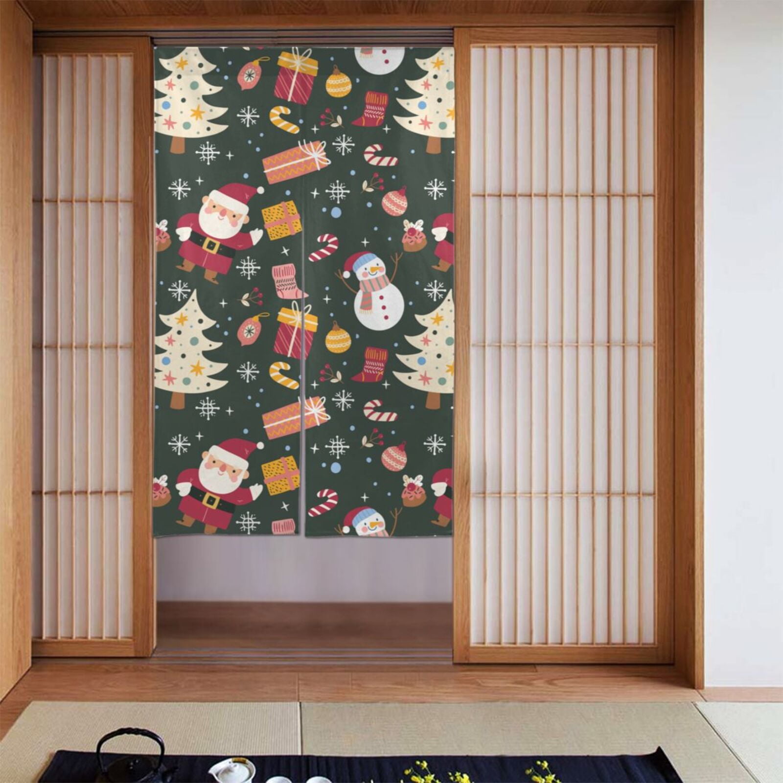 XMXT Japanese Noren Doorway Room Divider Curtain,Fun Christmas Tree ...