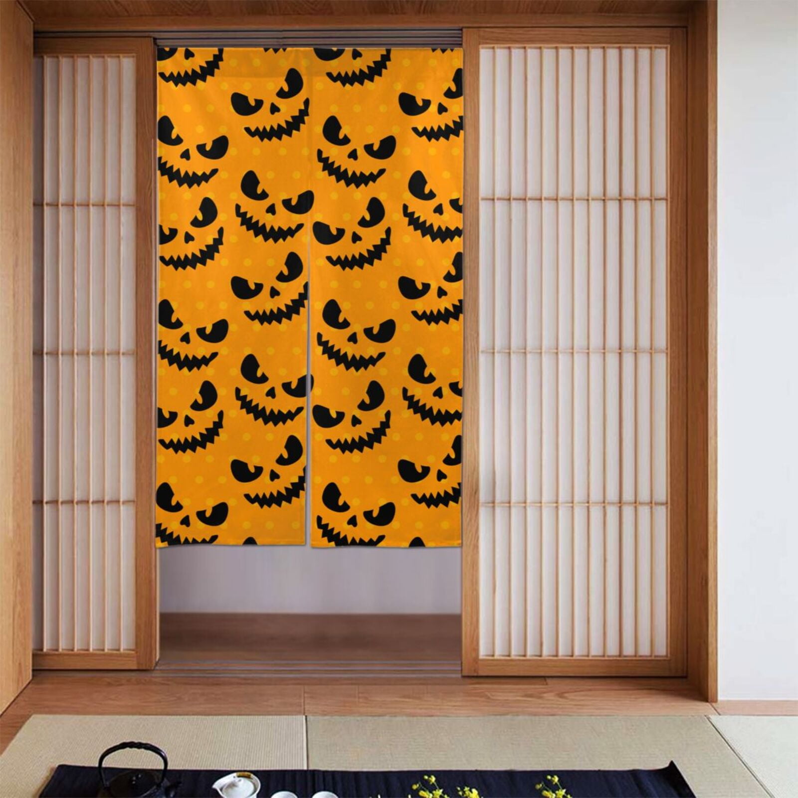 XMXT Japanese Noren Doorway Room Divider Curtain,Halloween Ghost Faces ...