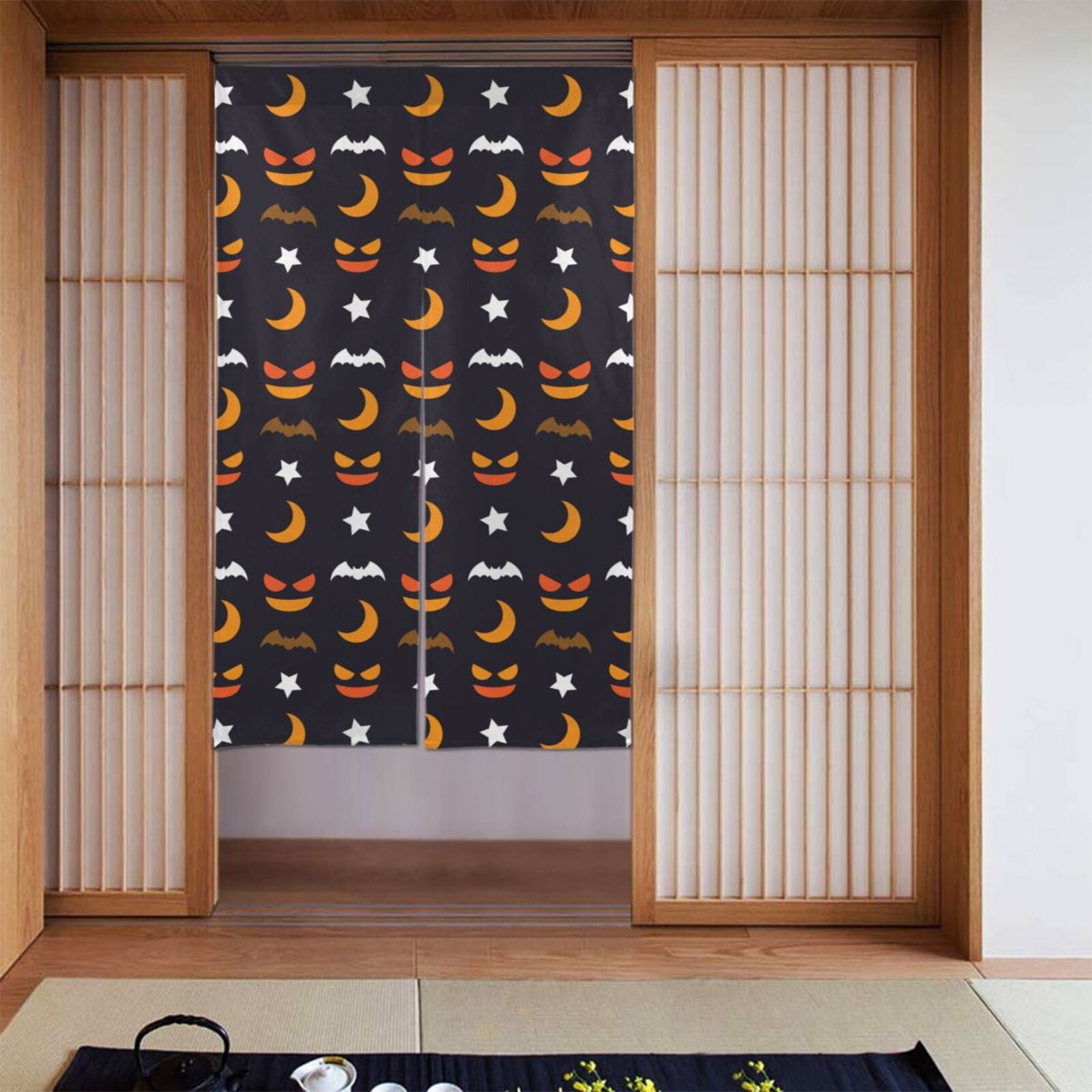 XMXT Japanese Noren Doorway Room Divider Curtain,Halloween Ghost Faces ...