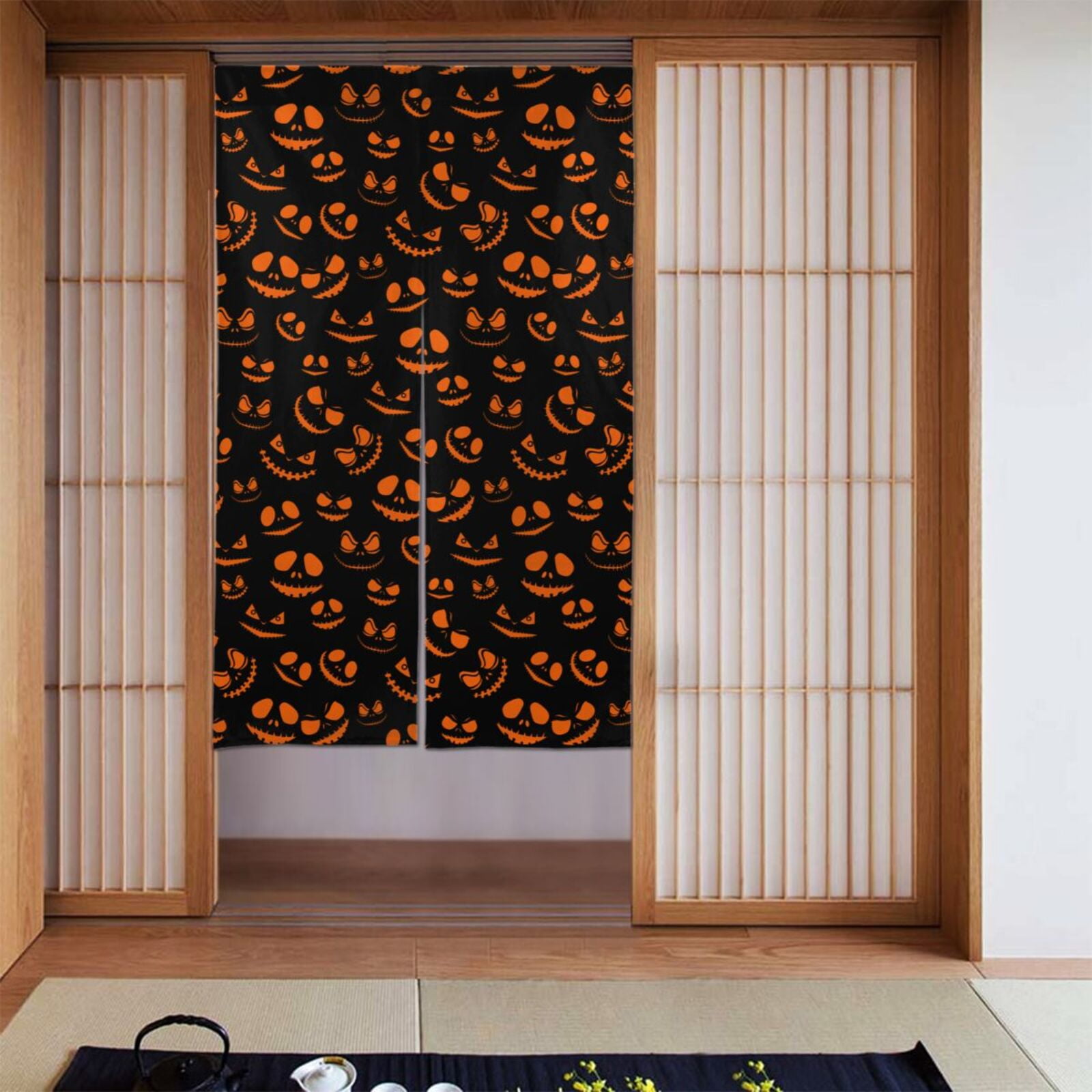 XMXT Japanese Noren Doorway Room Divider Curtain,Halloween Ghost Faces ...