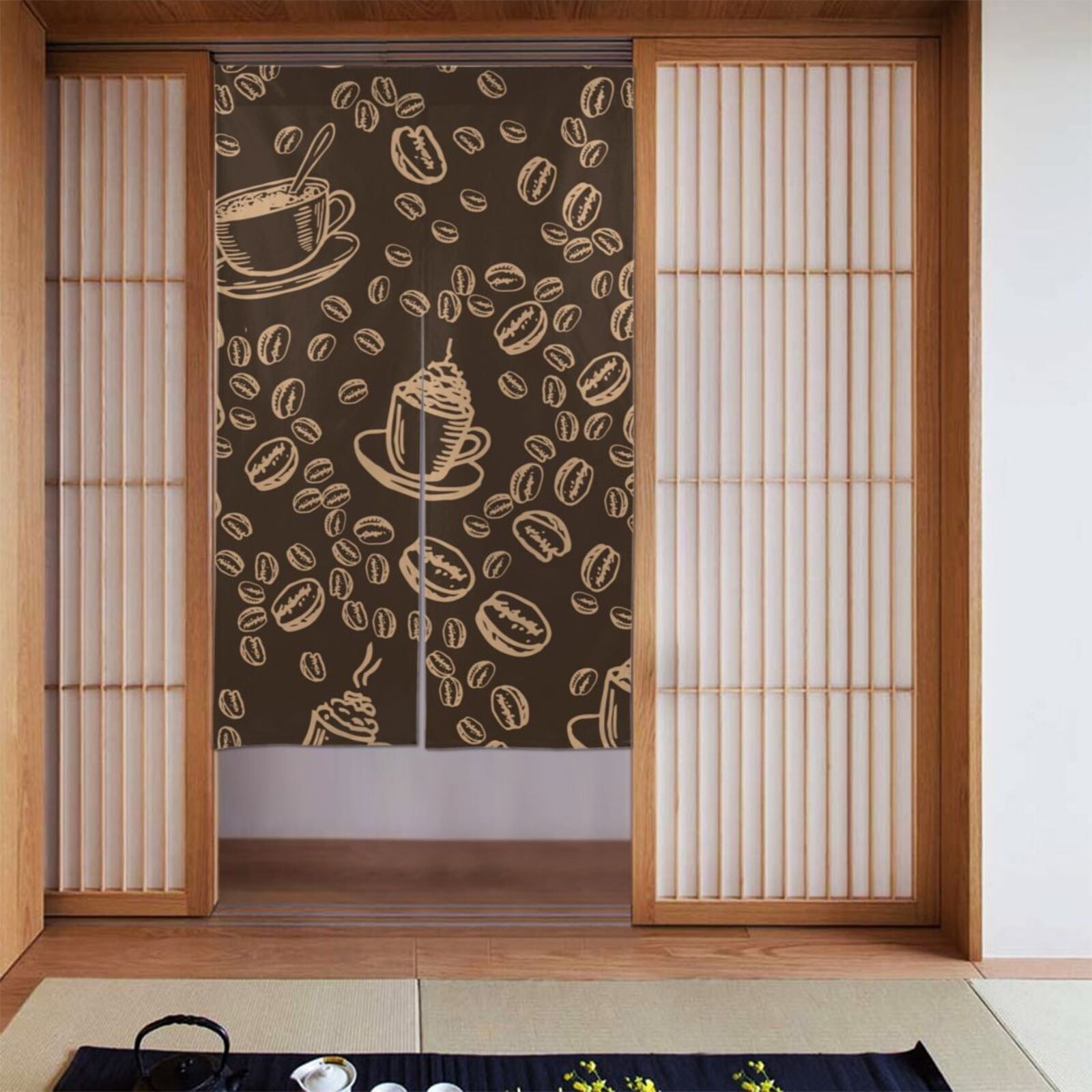 XMXT Japanese Noren Doorway Room Divider Curtain,Hand Painted Brown ...