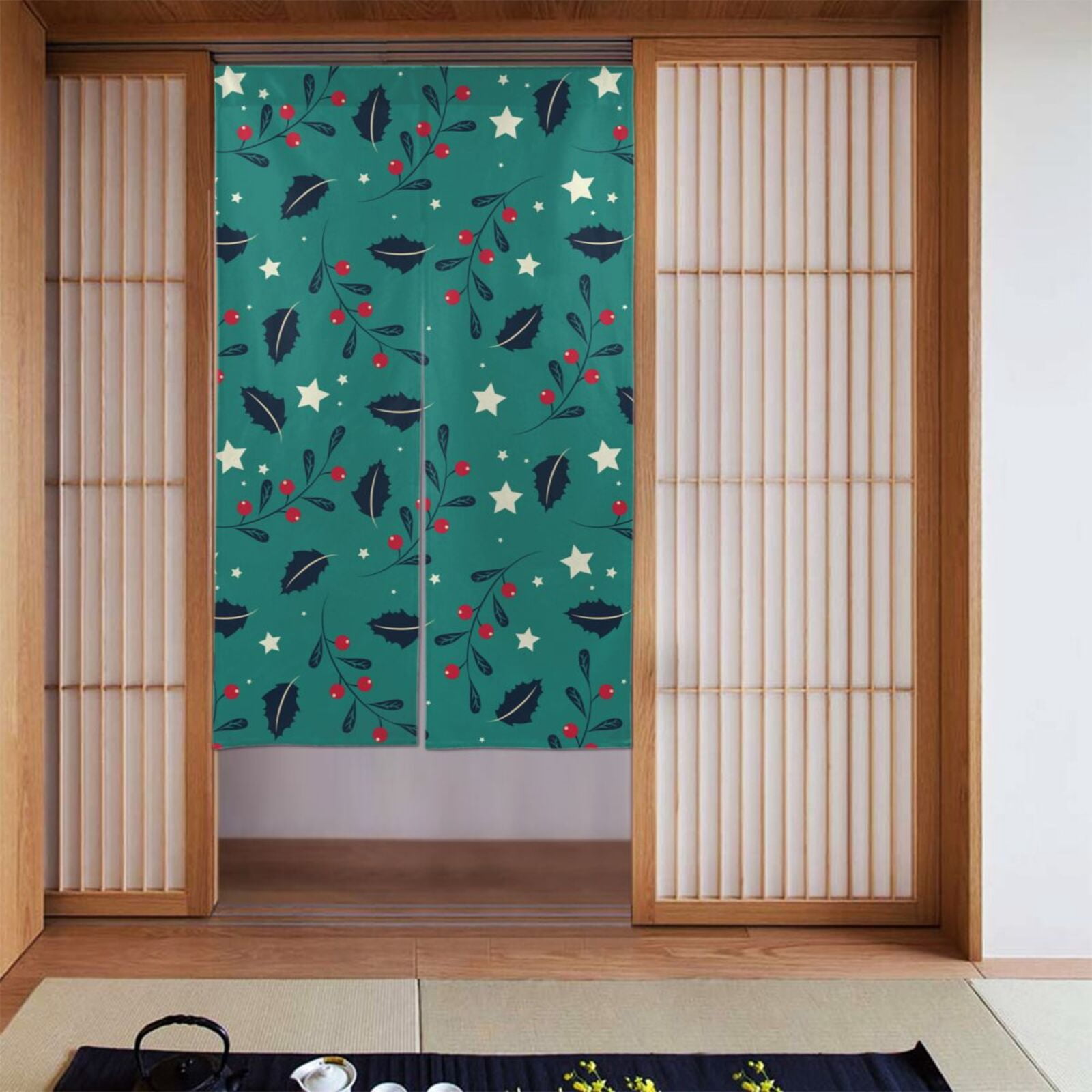 XMXT Japanese Noren Doorway Room Divider Curtain,Hollyhock Fruit Leaf ...