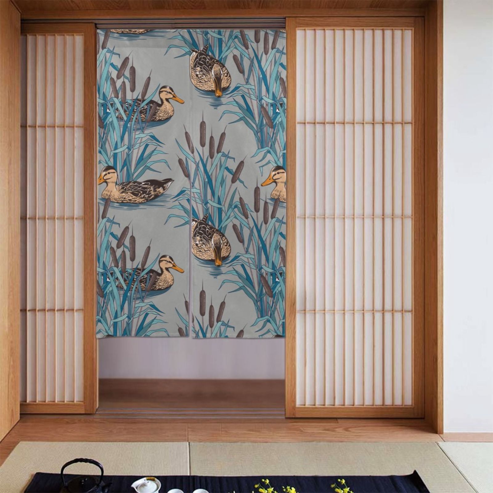 XMXT Japanese Noren Doorway Room Divider Curtain,Lotus Pond Duck ...