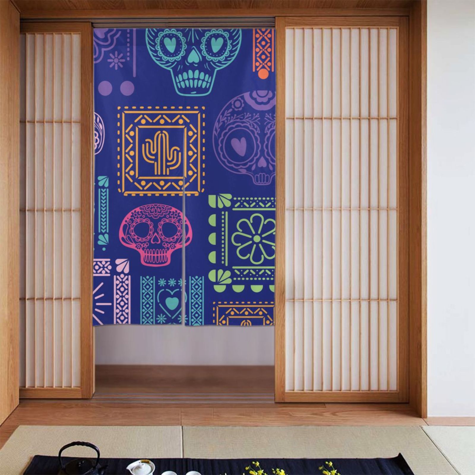 XMXT Japanese Noren Doorway Room Divider Curtain,Mexican Skeleton ...