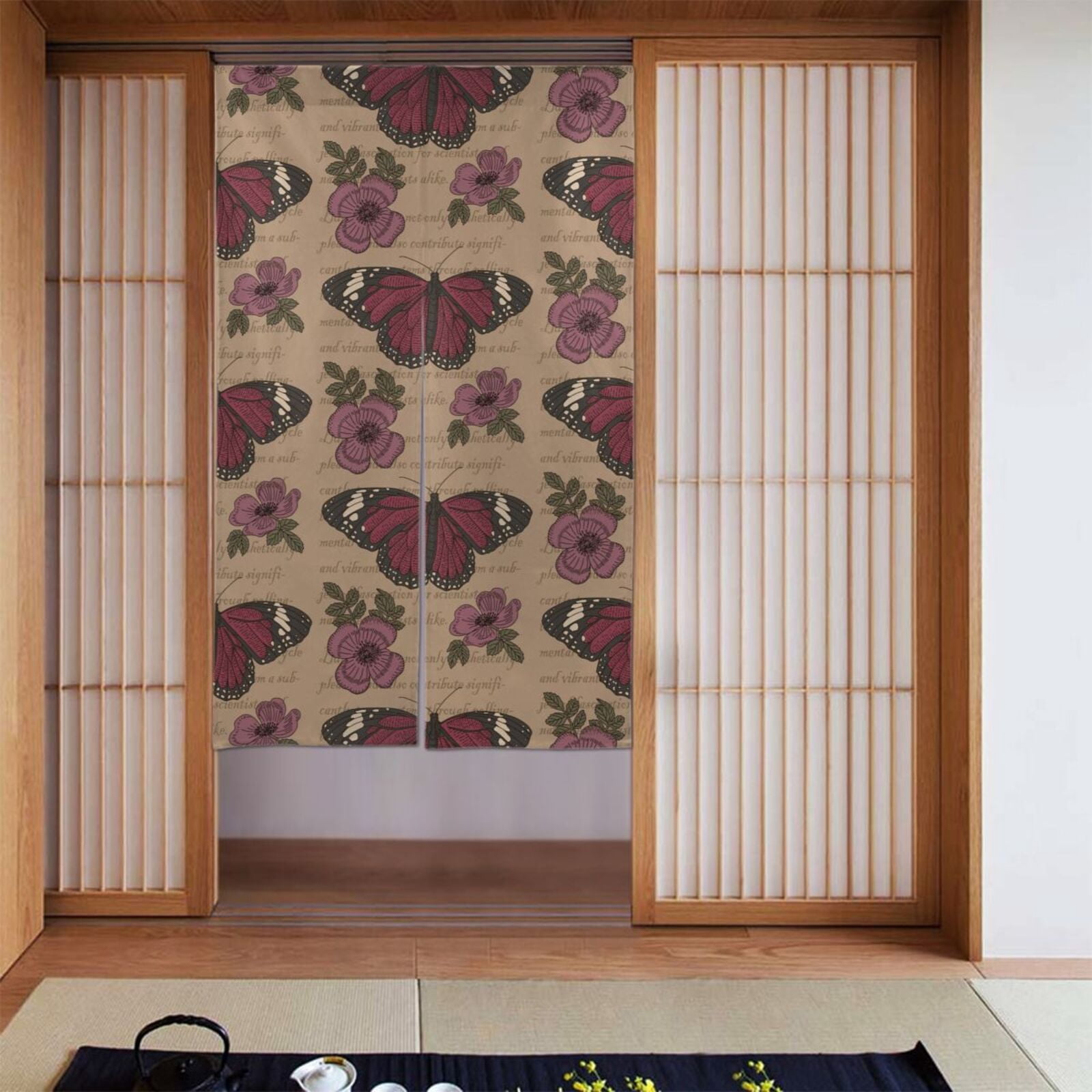 XMXT Japanese Noren Doorway Room Divider Curtain,Old Style Butterflies ...