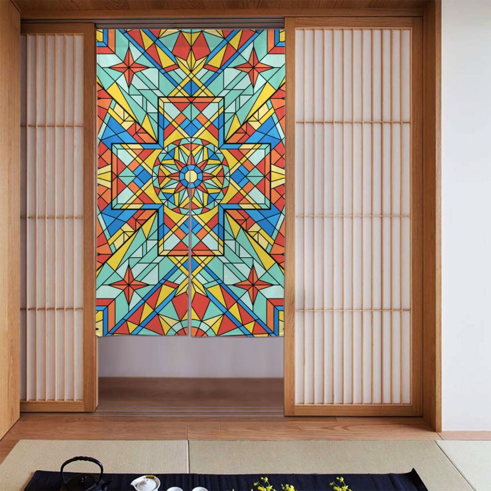 XMXT Japanese Noren Doorway Room Divider Curtain,Persian Square Pattern ...