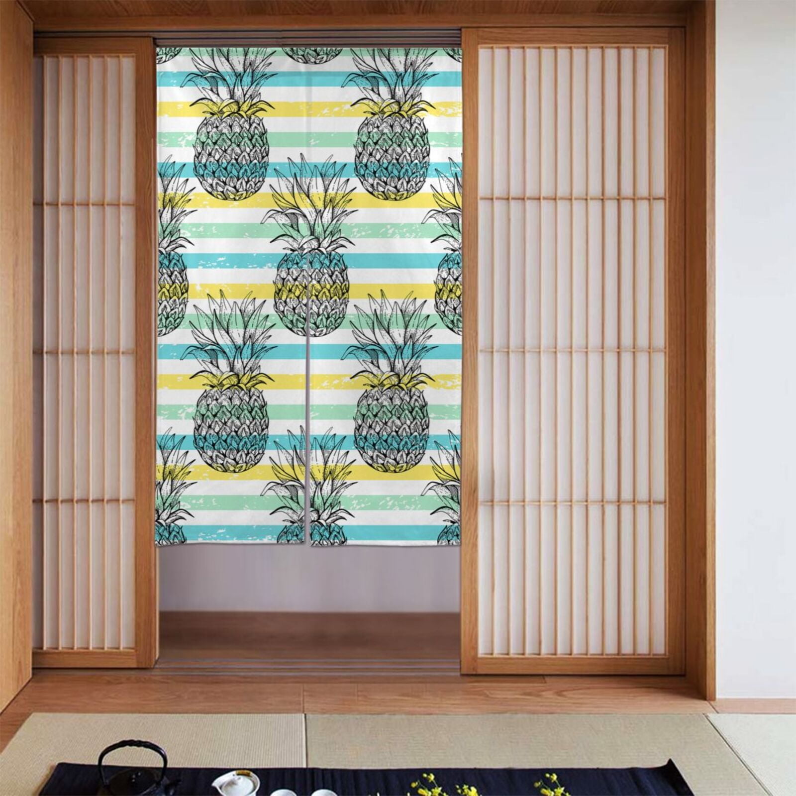 XMXT Japanese Noren Doorway Room Divider Curtain,Pineapple Hand Drawing ...