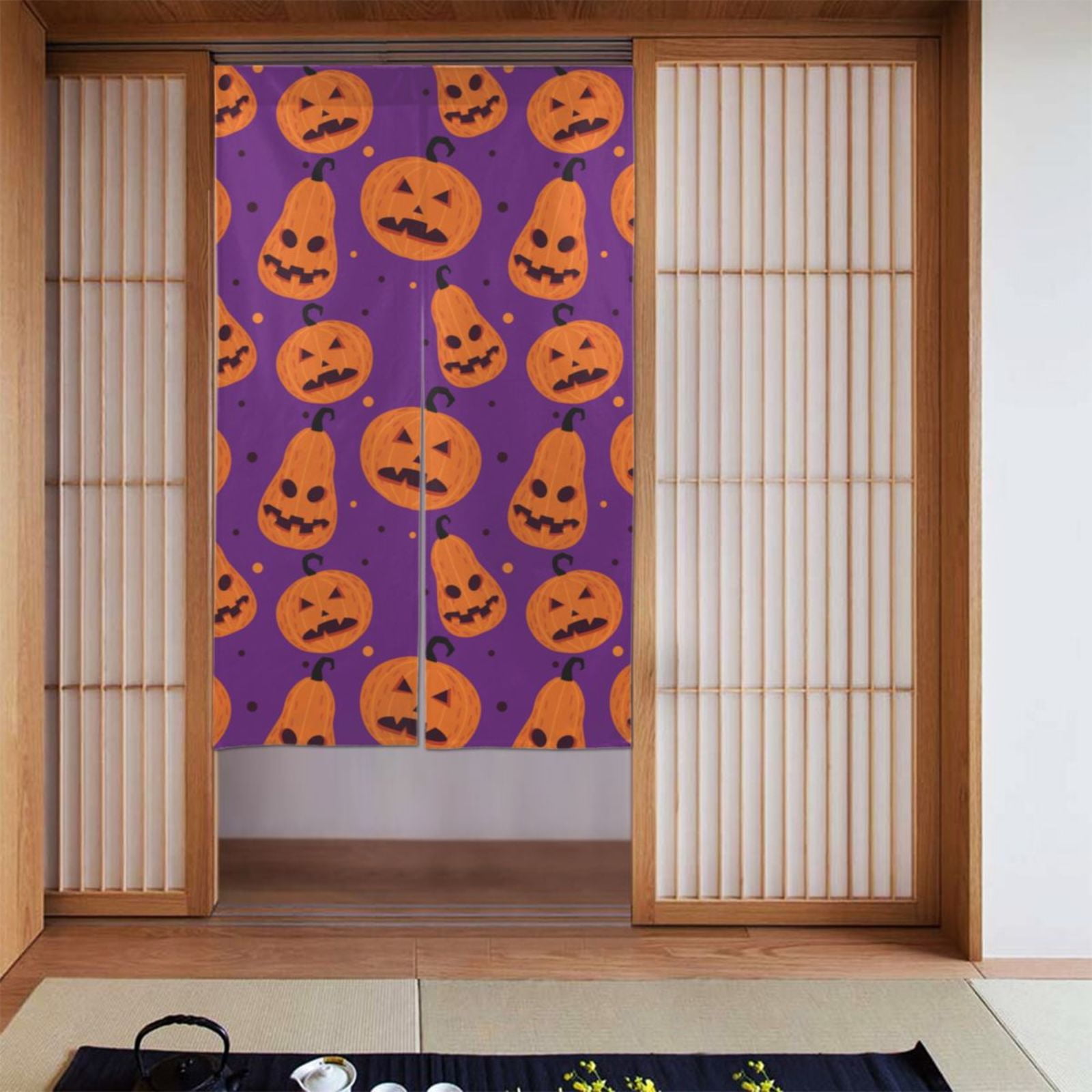 XMXT Japanese Noren Doorway Room Divider Curtain,Purple Pumpkin Ghost ...