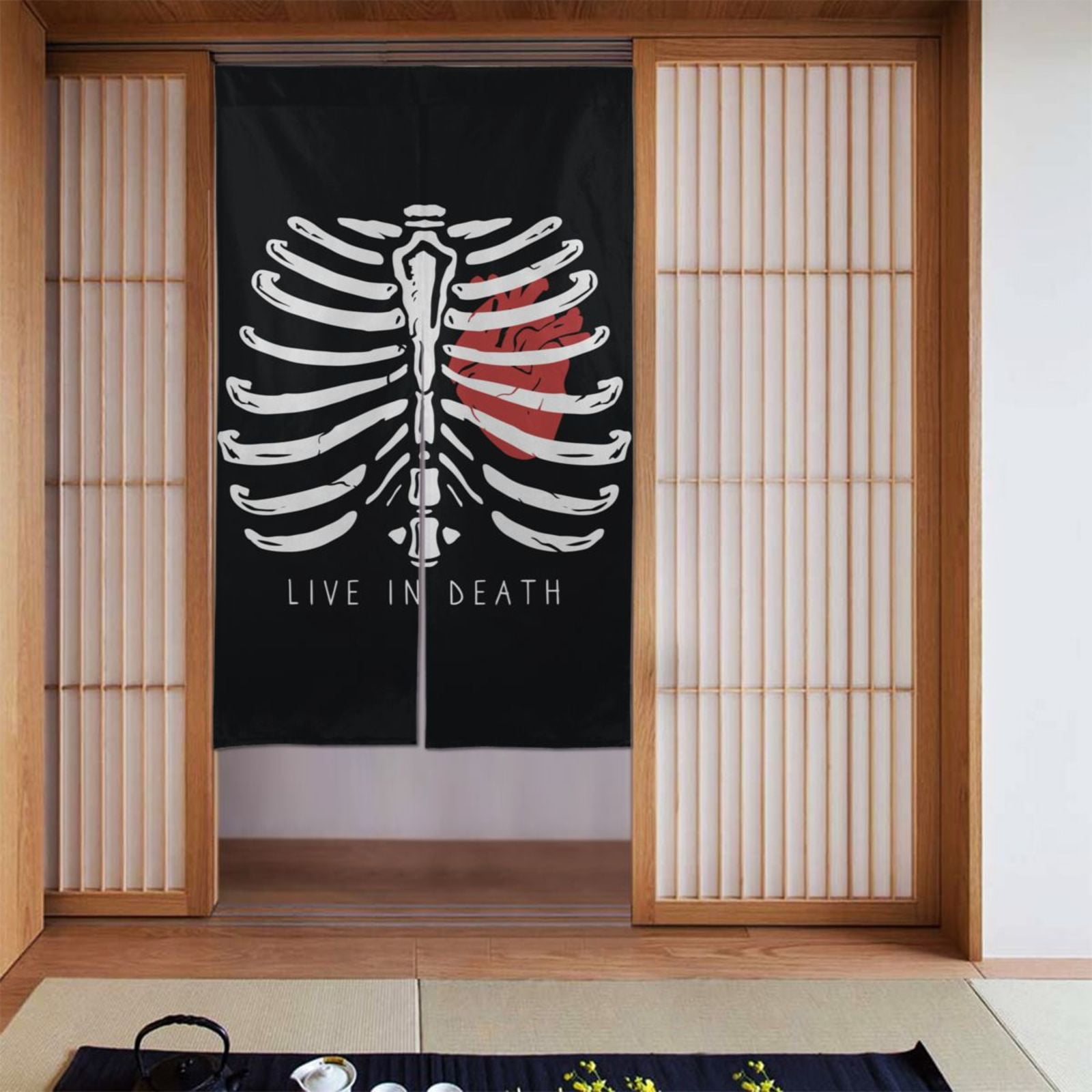 XMXT Japanese Noren Doorway Room Divider Curtain,Ribs Heart Print ...