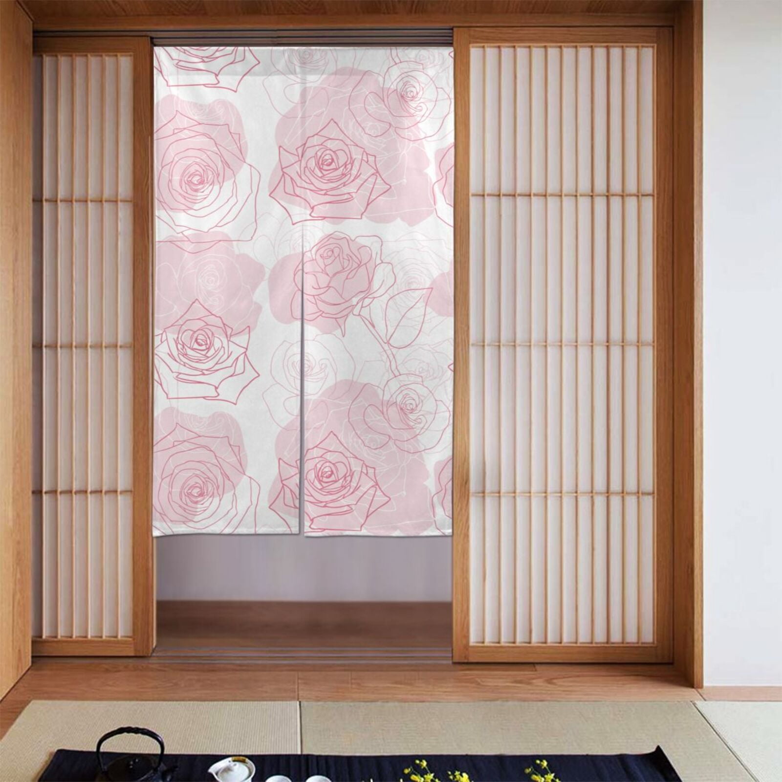 XMXT Japanese Noren Doorway Room Divider Curtain,Roses Line Drawing ...