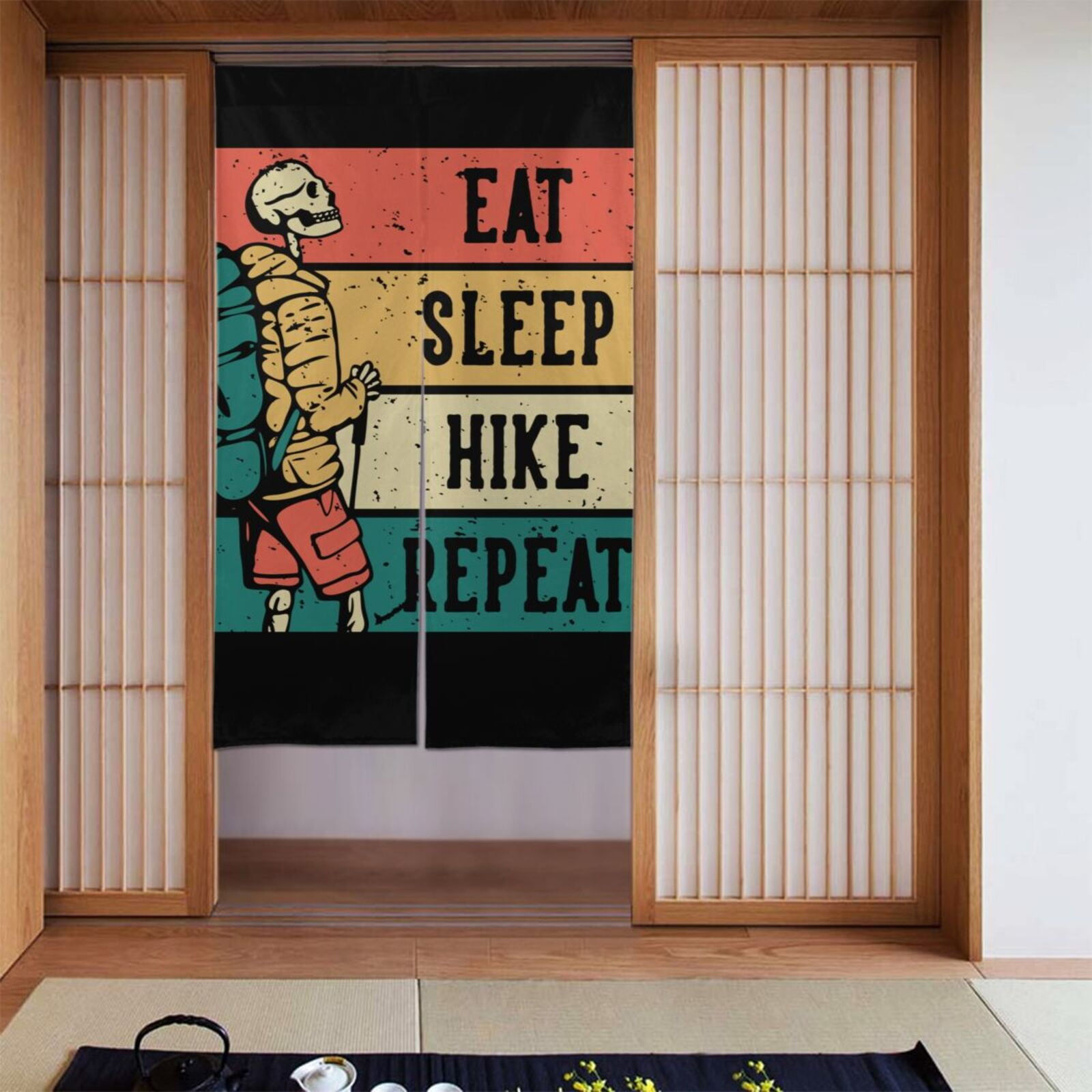 XMXT Japanese Noren Doorway Room Divider Curtain,Skeleton Eat Sleep ...