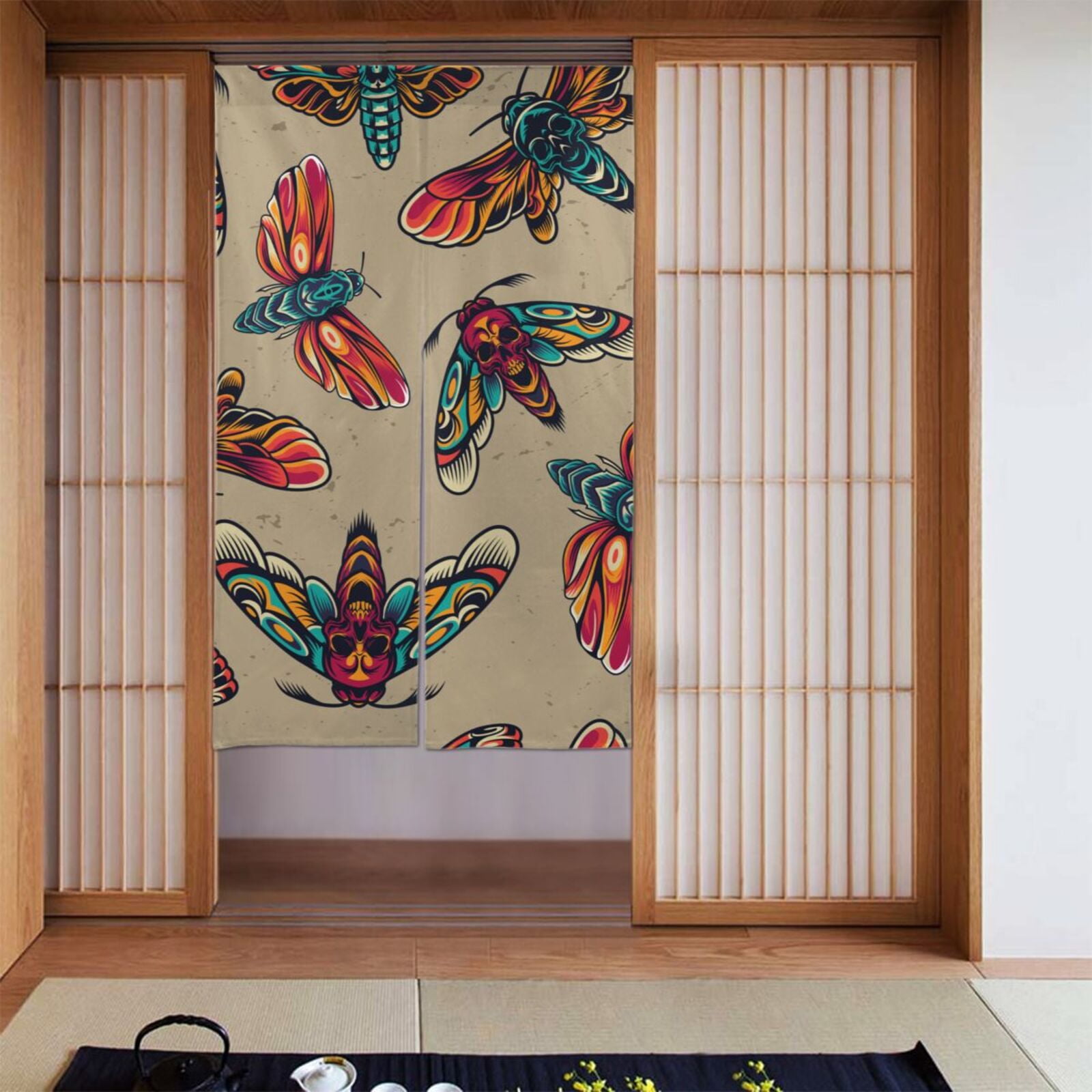 XMXT Japanese Noren Doorway Room Divider Curtain,Skeleton Insect ...