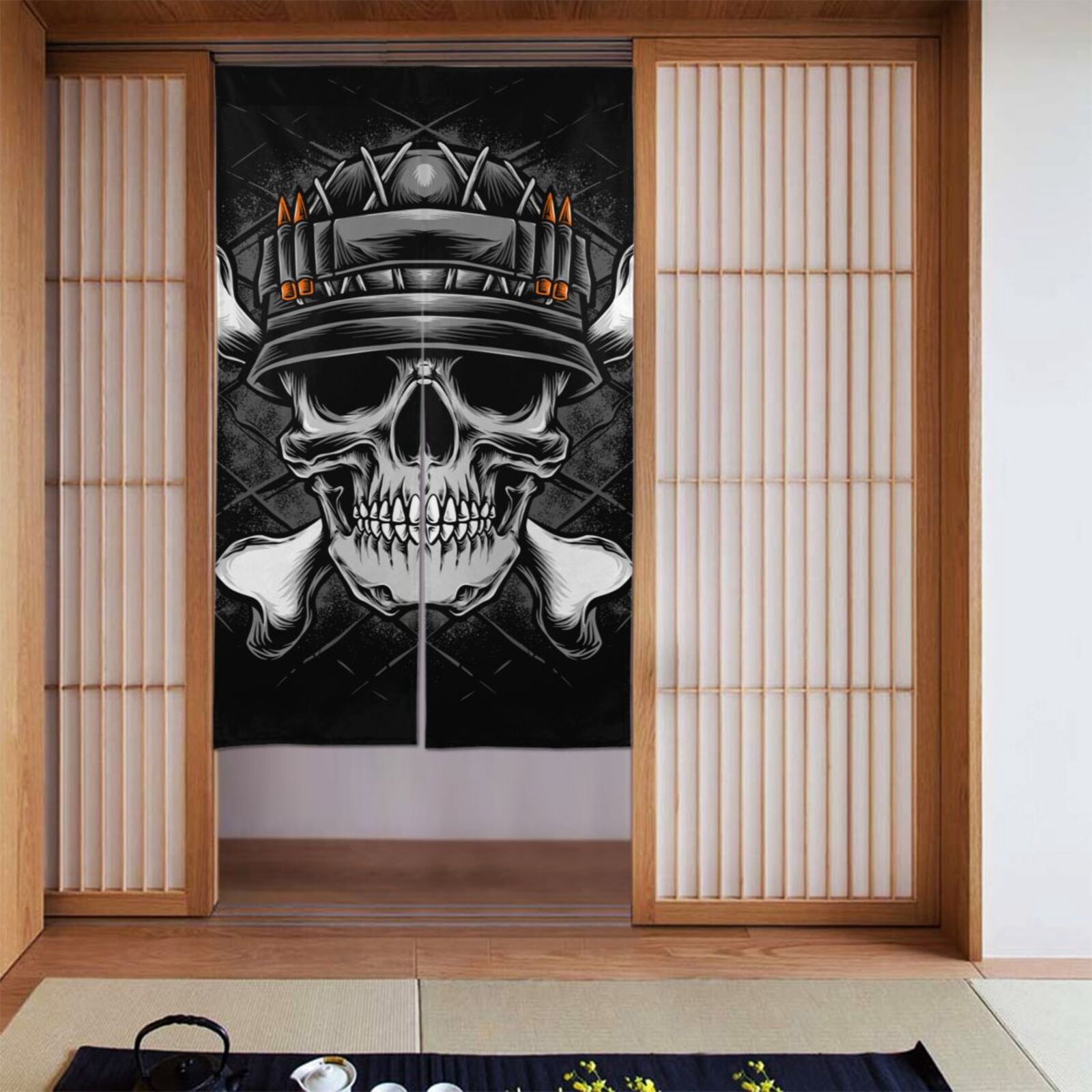 XMXT Japanese Noren Doorway Room Divider Curtain,Skeleton Soldier ...
