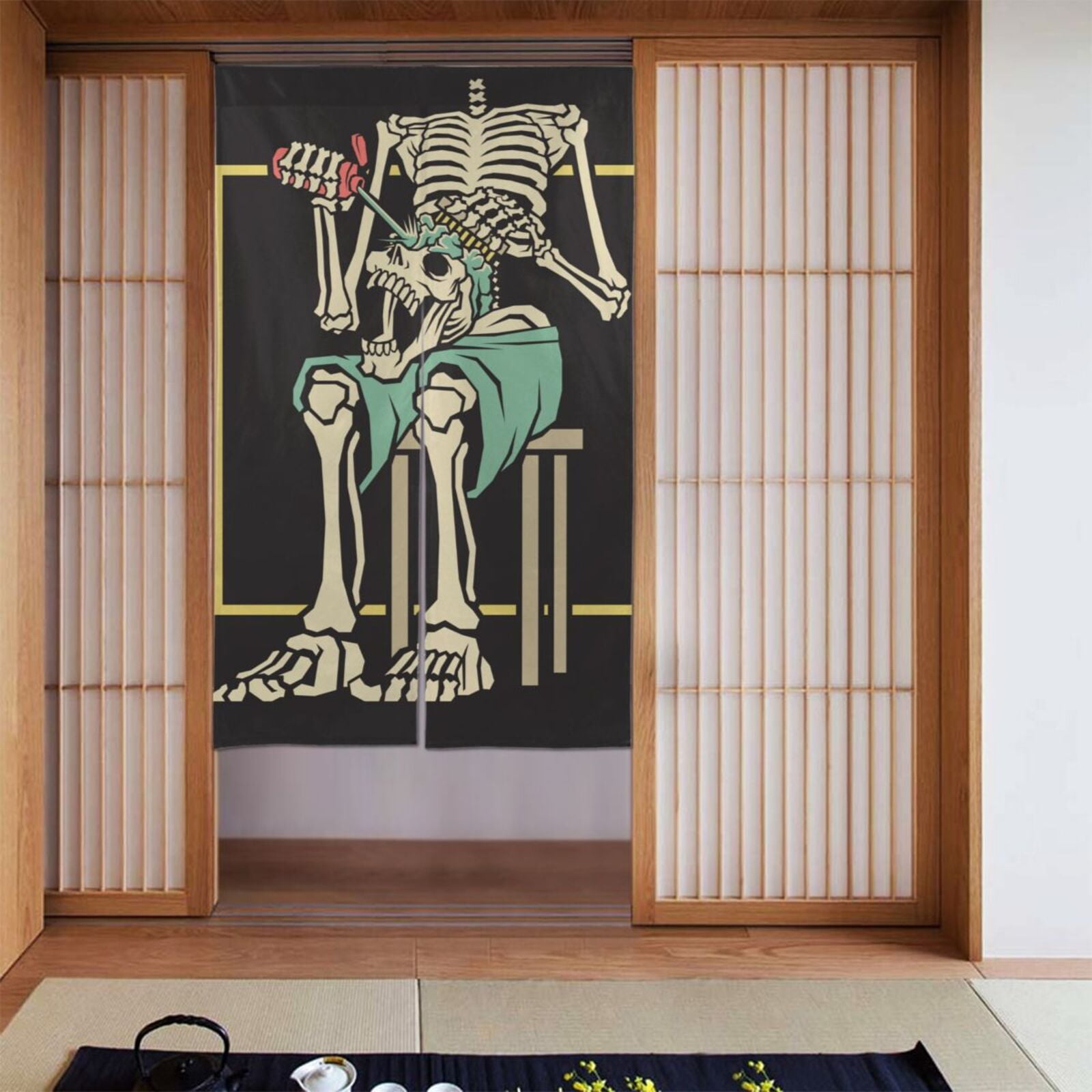 XMXT Japanese Noren Doorway Room Divider Curtain,Skull Shuffle Vintage ...