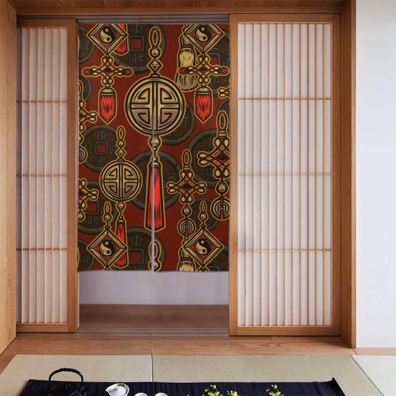 XMXT Japanese Noren Doorway Room Divider Curtain,Taiji Back Pattern ...