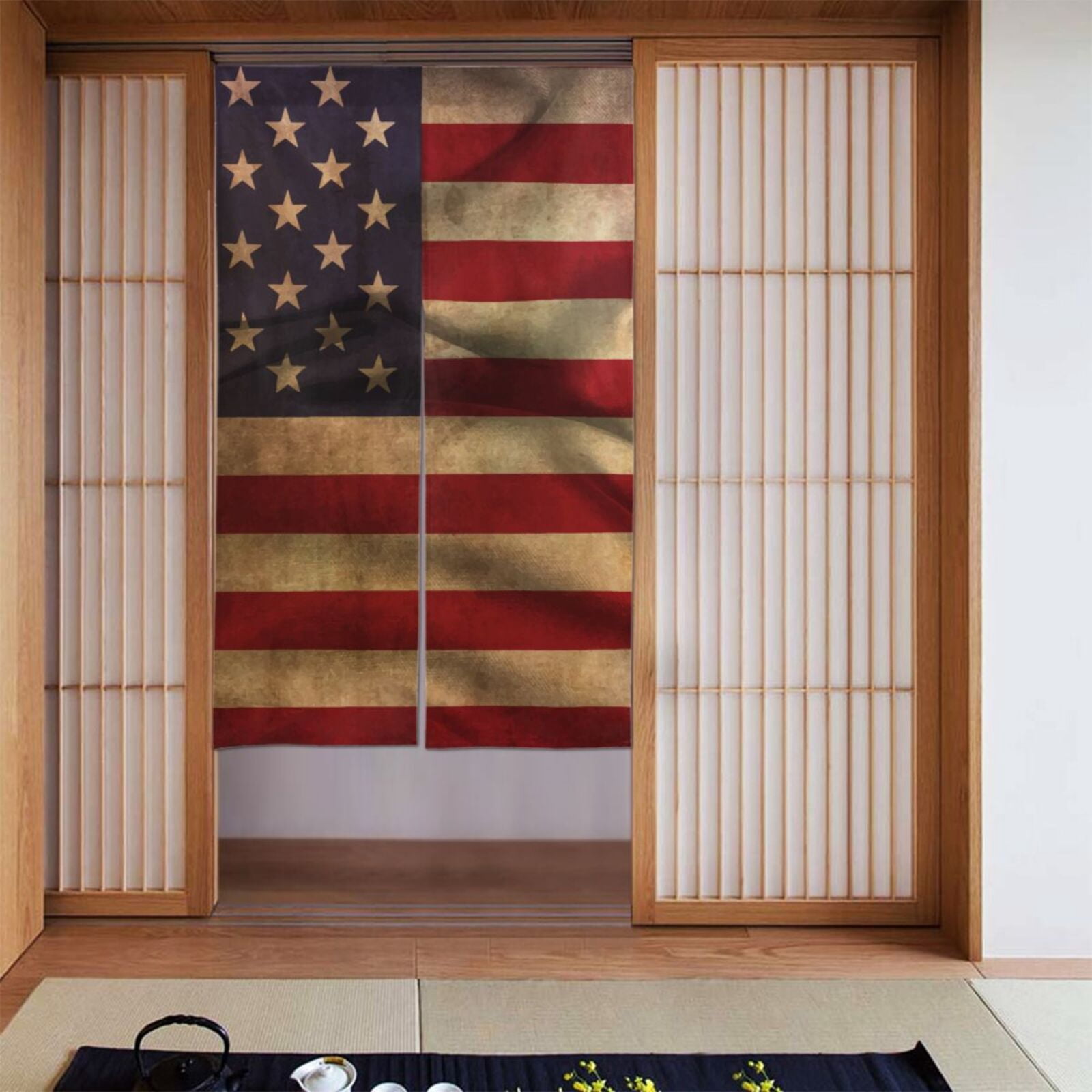 XMXT Japanese Noren Doorway Room Divider Curtain,Vintage American Flag ...