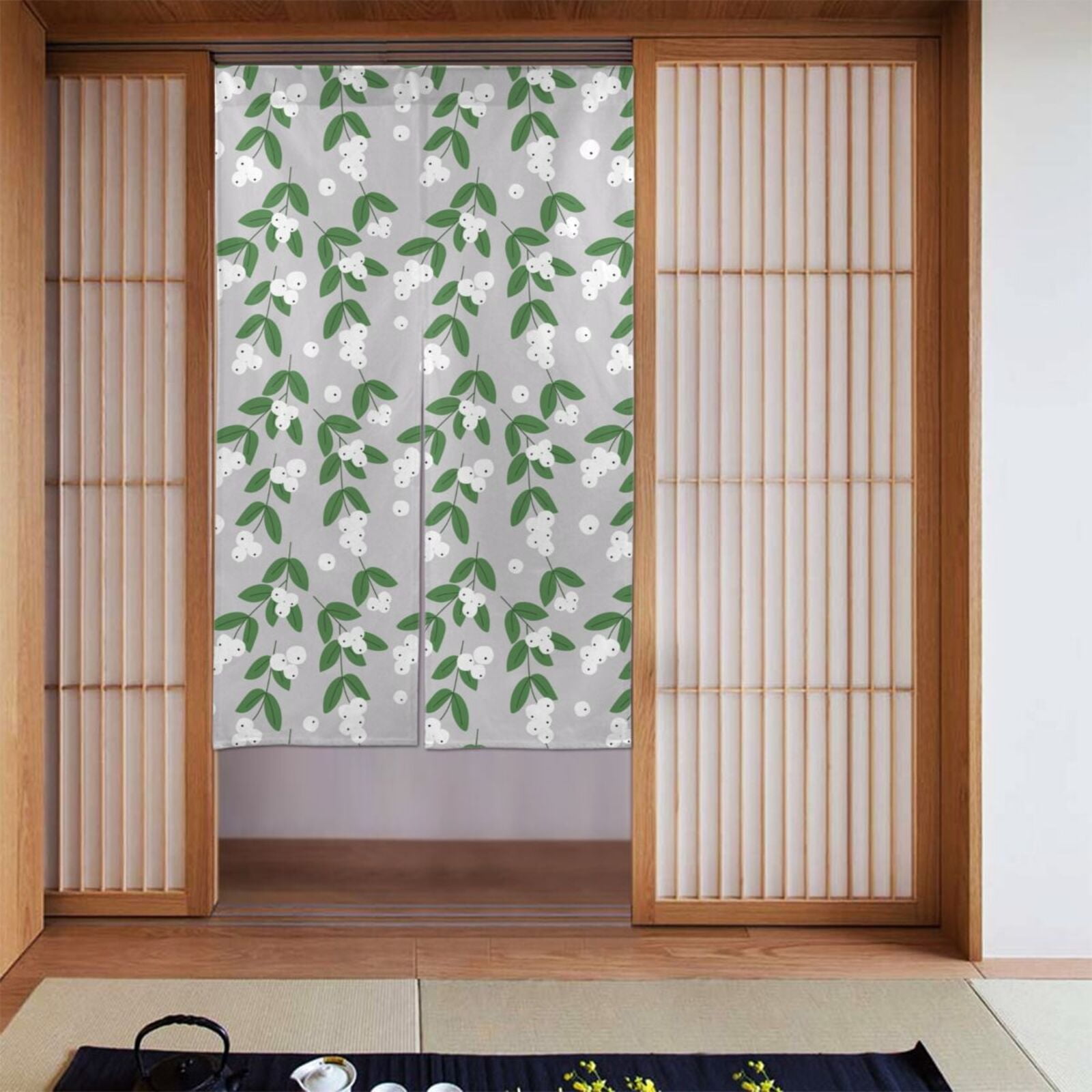 XMXT Japanese Noren Doorway Room Divider Curtain,White Fruit Leaves ...