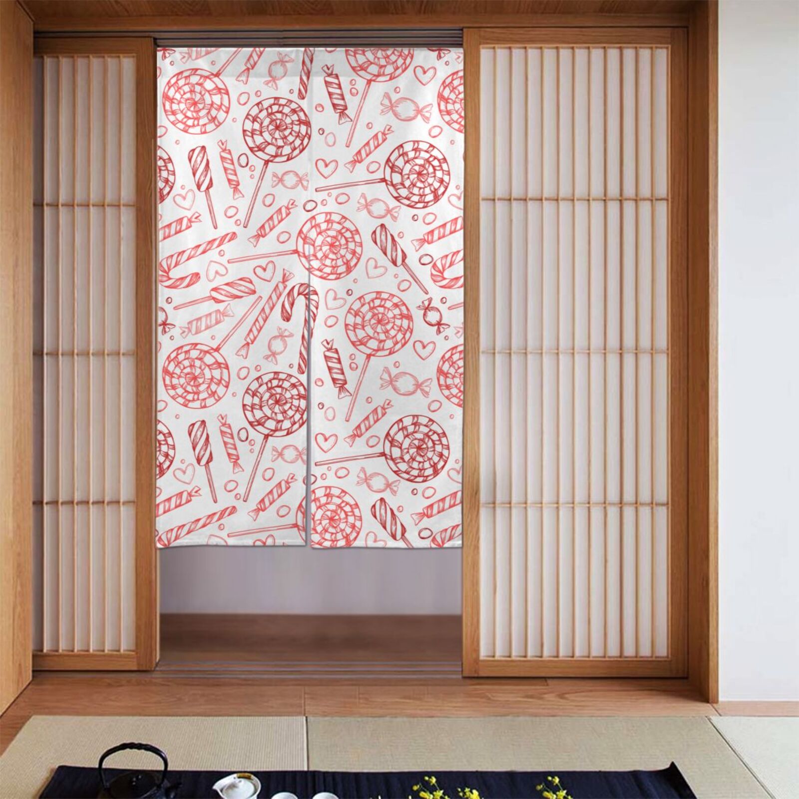 XMXT Japanese Noren Doorway Room Divider Curtain,White Lollipop Candy ...