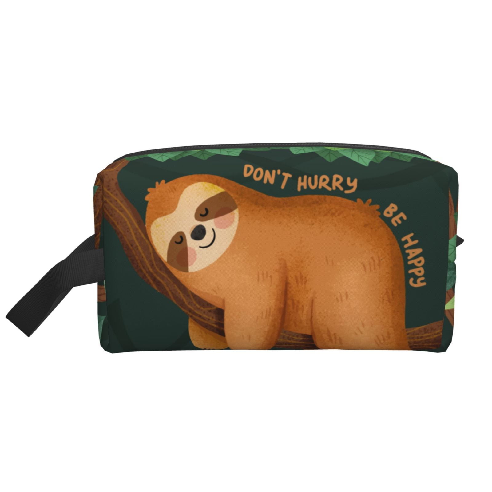 XMXT Large Capacity Makeup Pouch Bag, Sleeping Sloth Illustration Make ...