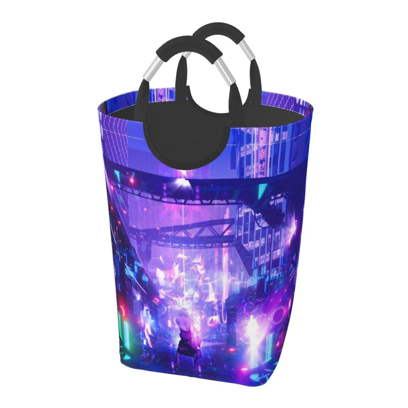 XMXT Large Collapsible Laundry Hamper, Cyberpunk Woman City Print ...
