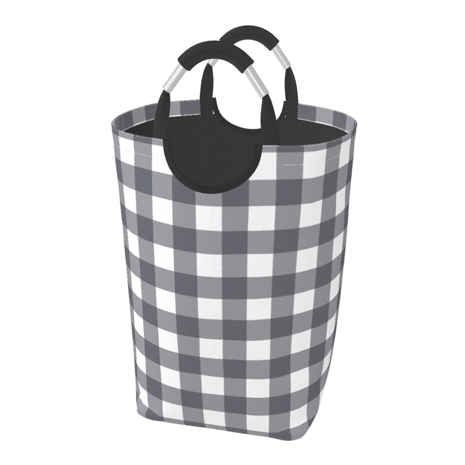 XMXT Large Collapsible Laundry Hamper, Grey Check Print Laundry Basket ...