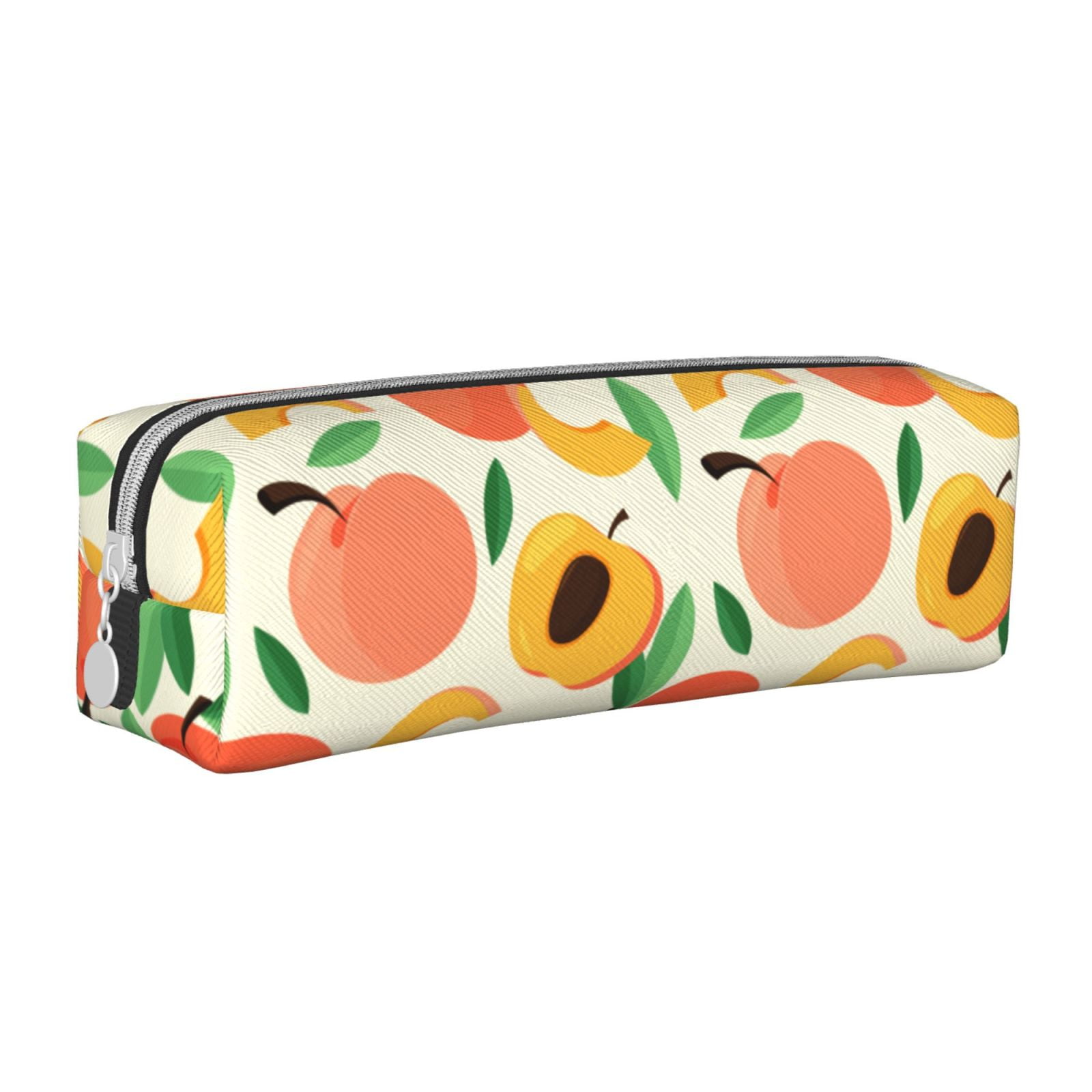 XMXT Leather Pencil Case, Colorful Peach Print Large Capacity Pencil ...
